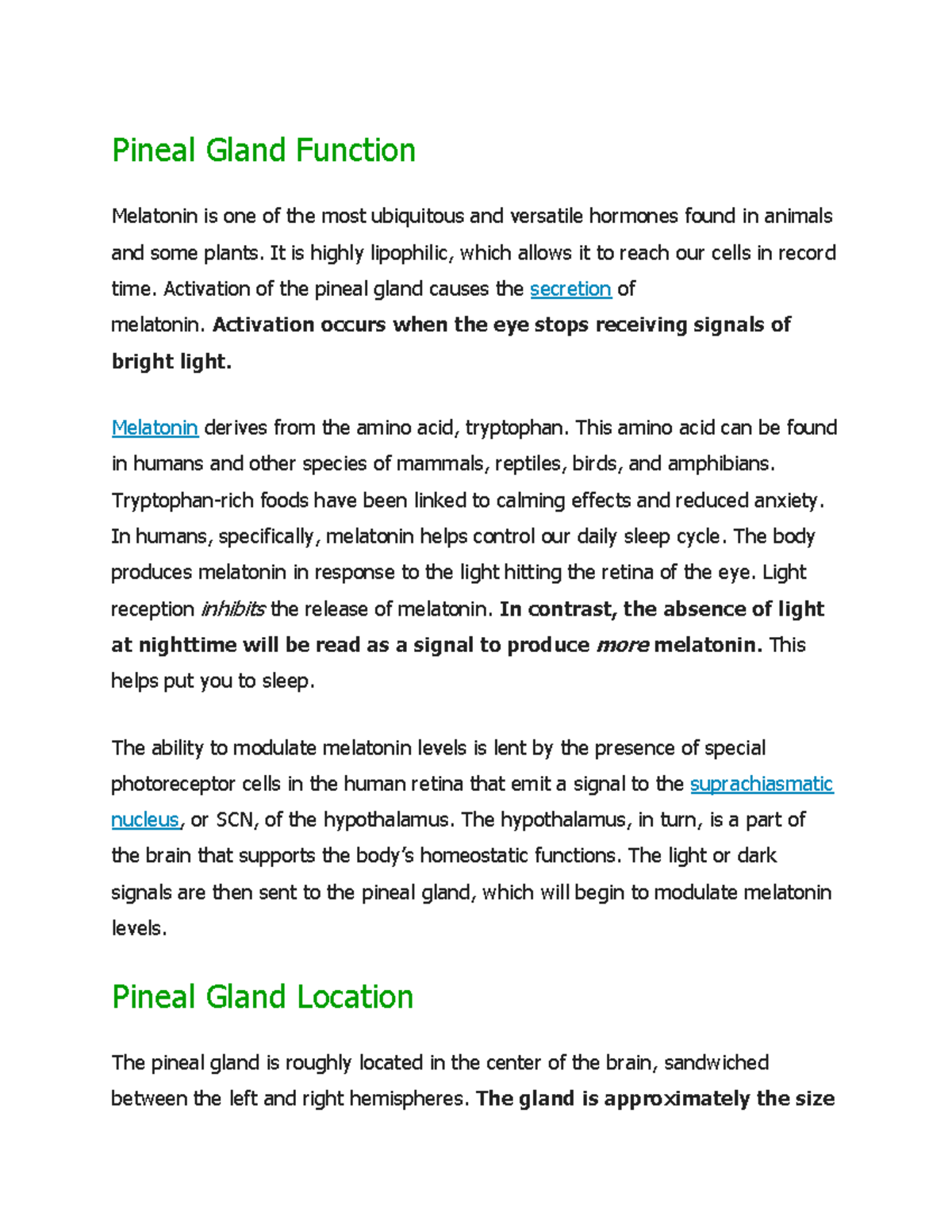 Pineal Gland Function - Pineal Gland Function Melatonin is one of the ...