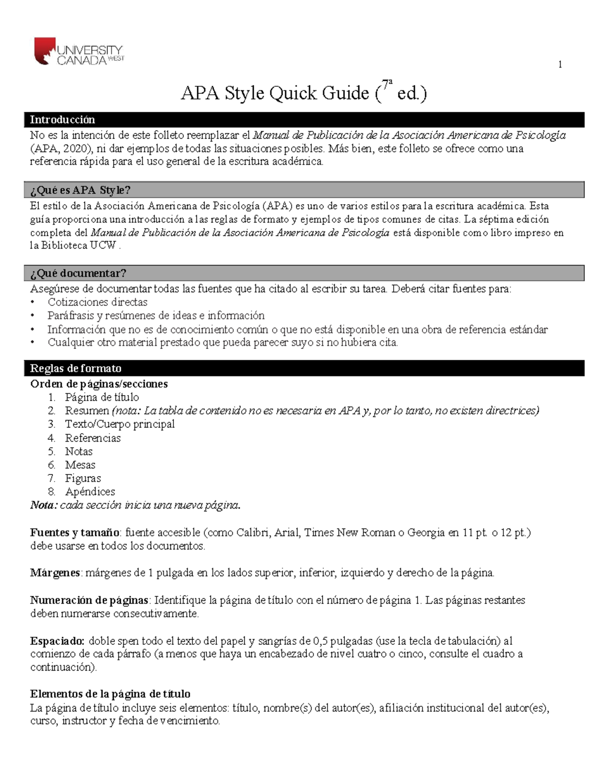 APA ESP - Todos los assigment deben cumplir formato APA - 1 APA Style ...