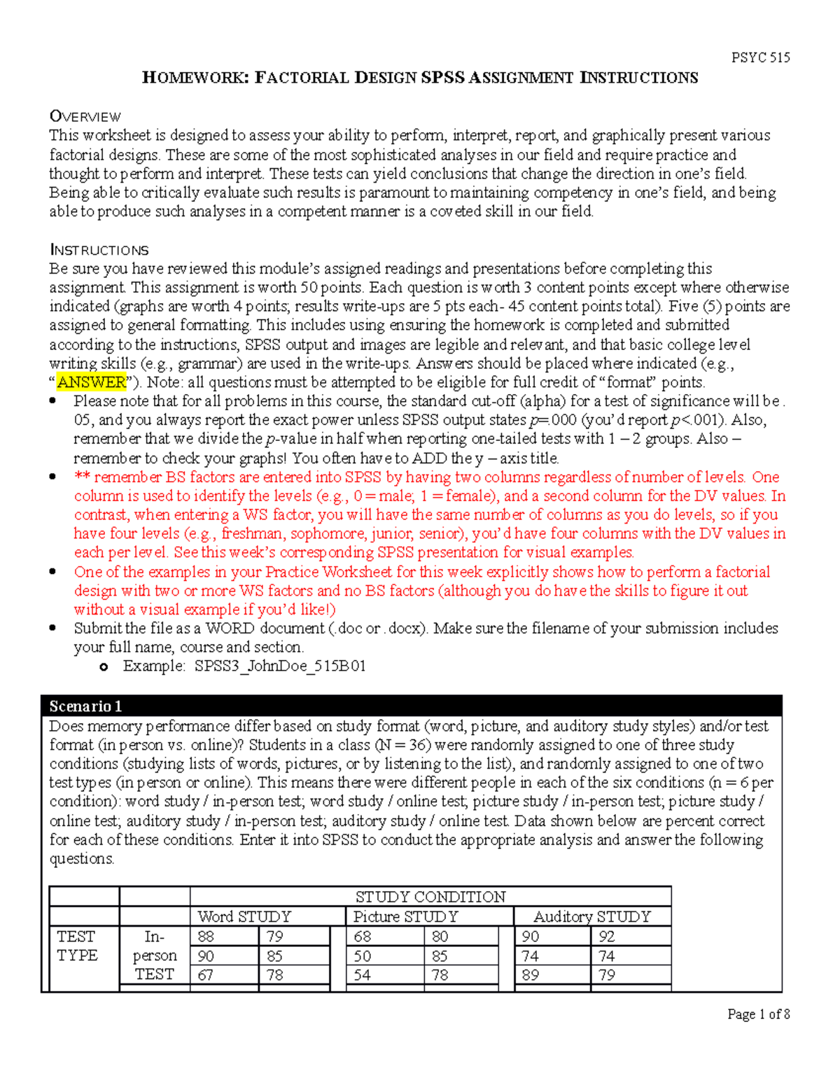 Homework Factorial Designs SPSS Assignment 515 - HOMEWORK: FACTORIAL ...