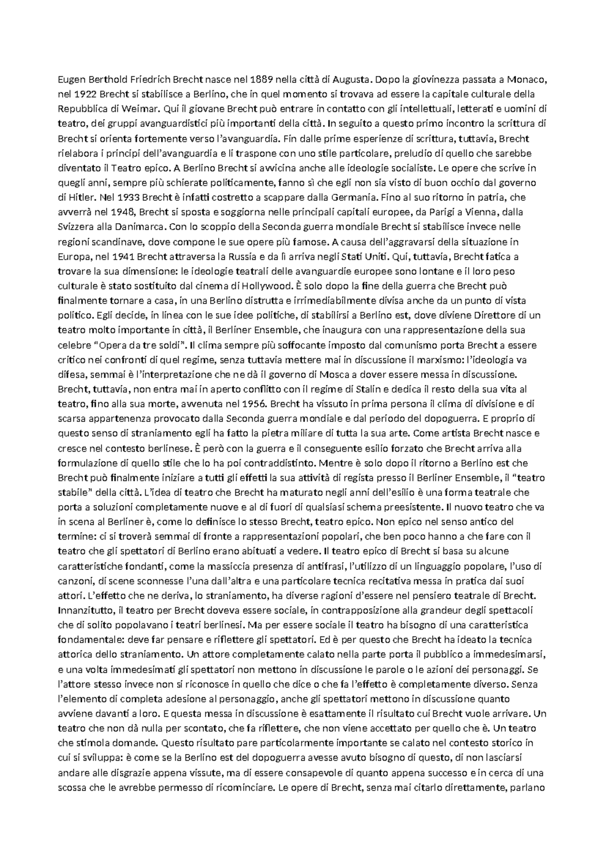 Brect e il teatro epico - Anna Scalapieco - Eugen Berthold Friedrich ...