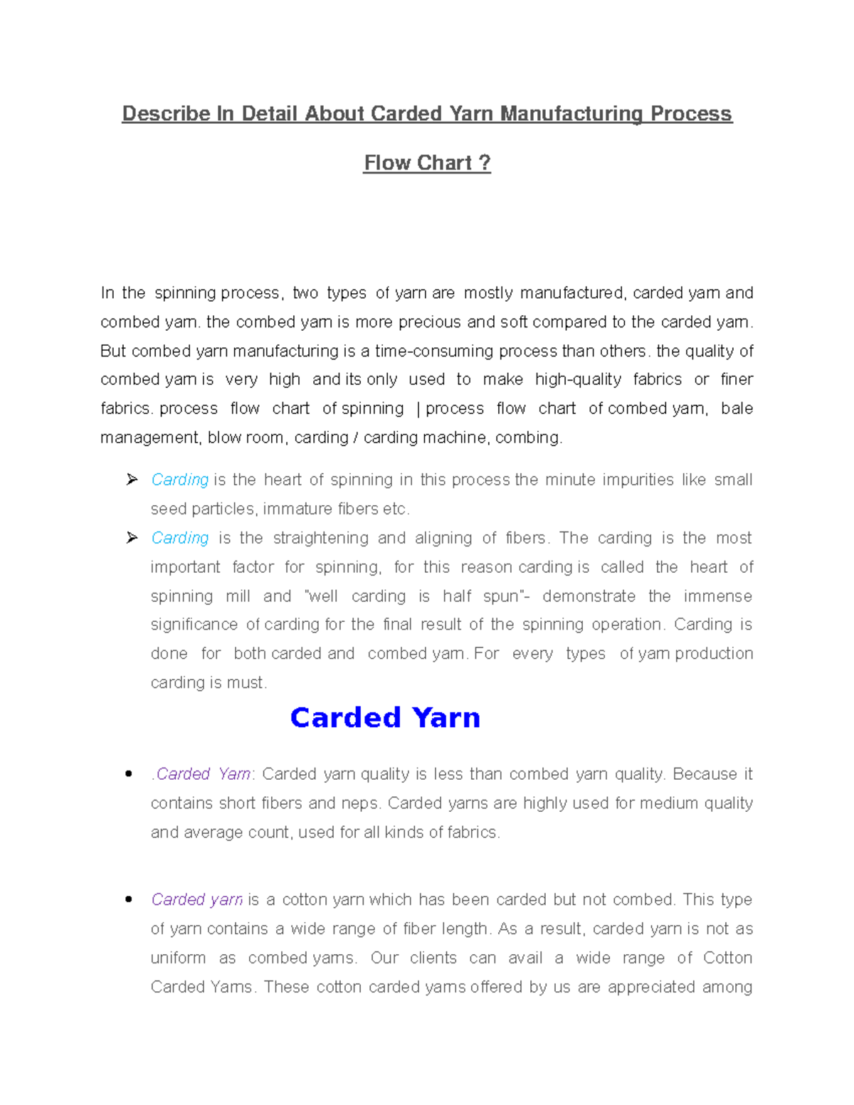 Asde 5 - UYIXE\Etjhnjh - Describe In Detail About Carded Yarn ...