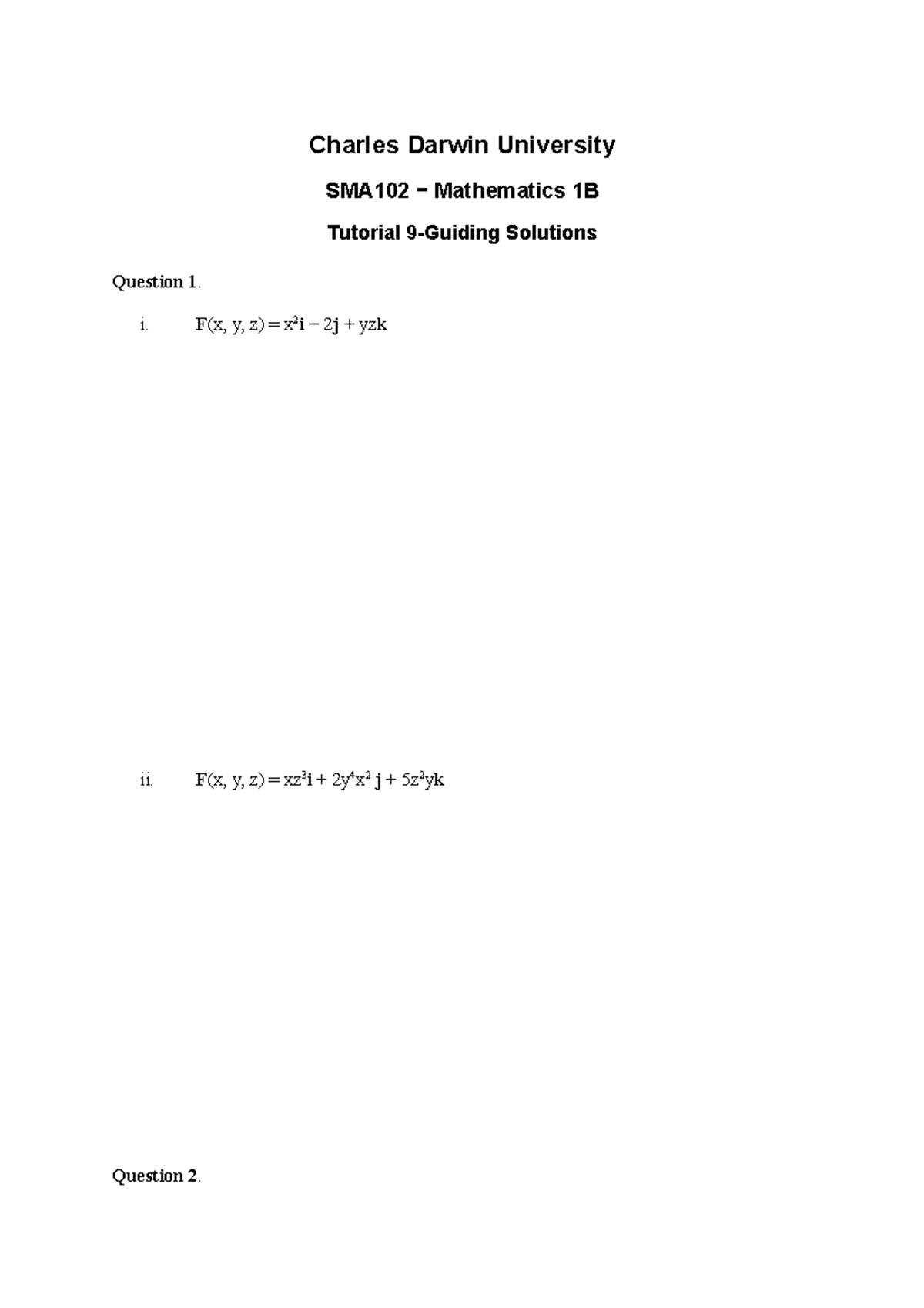 SMA102-Tutorial 9 solutions - SMA102 - Charles Darwin University SMA102 ...