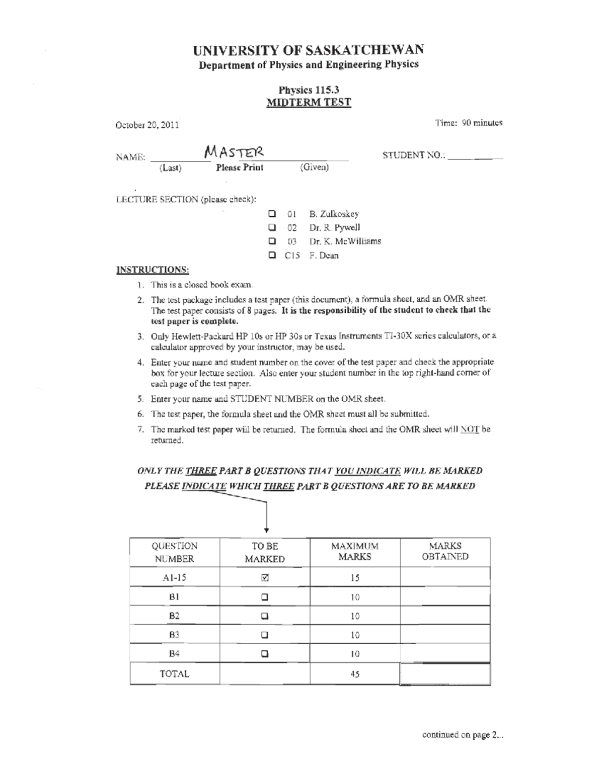 Exam 20 October 2011, questions and answers - Midterm - UNIVERSITY OF ...