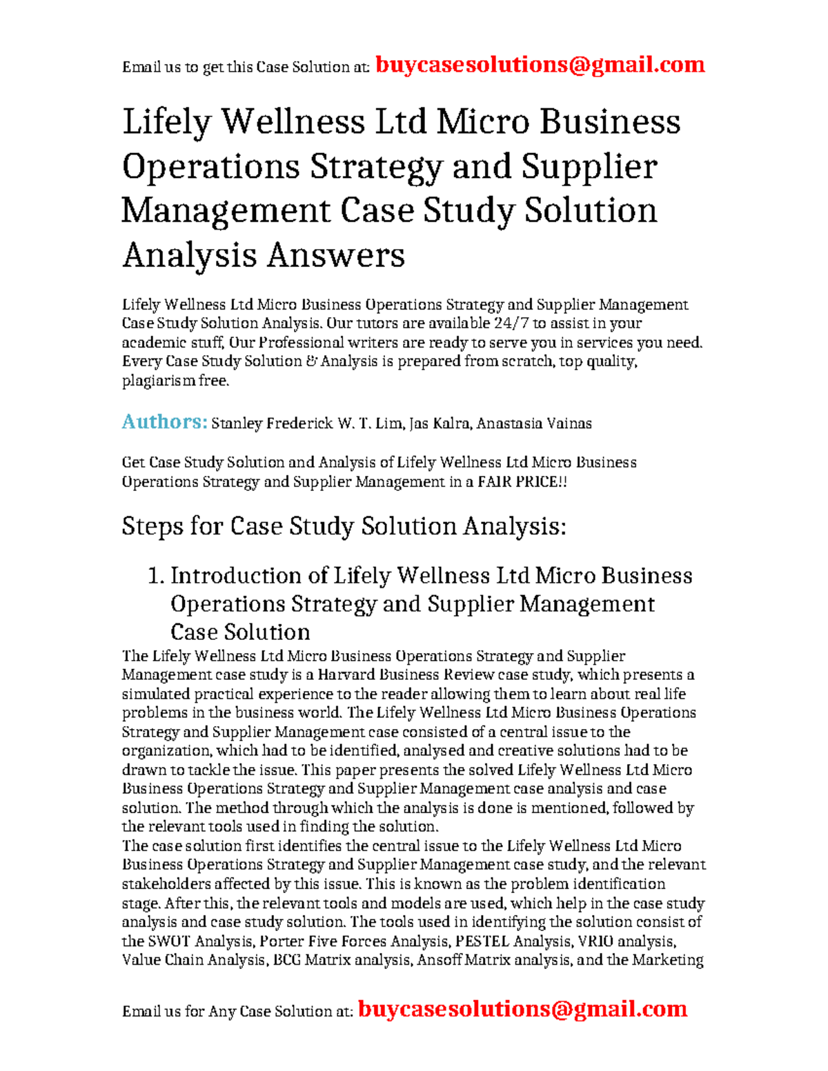 Solution Lifely Wellness Ltd Micro Business Operations Strategy and ...