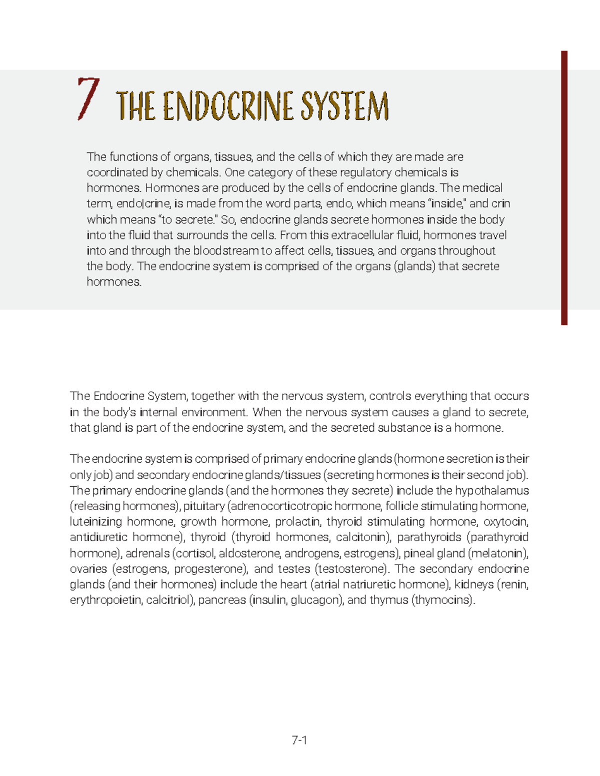 Unit 07 Lecture Notes - 7 TThe Endocrine systemhe Endocrine system The ...