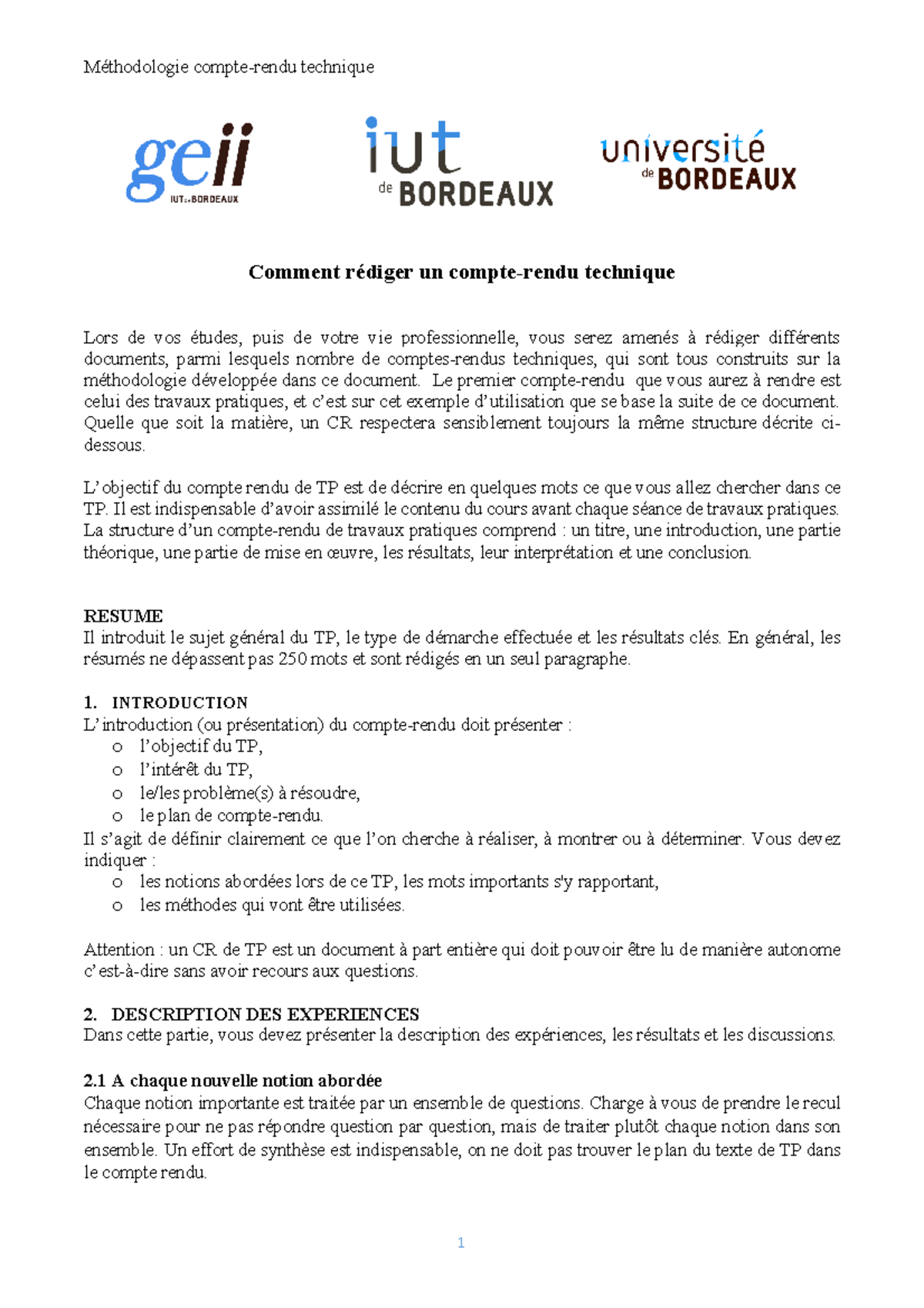 Template redaction compte-rendu GEII-2019 - Comment rédiger un compte ...
