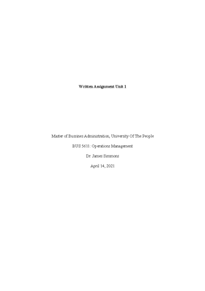 Written assignment - Management Capstone - BUS 5611 - UoPeople - Studocu