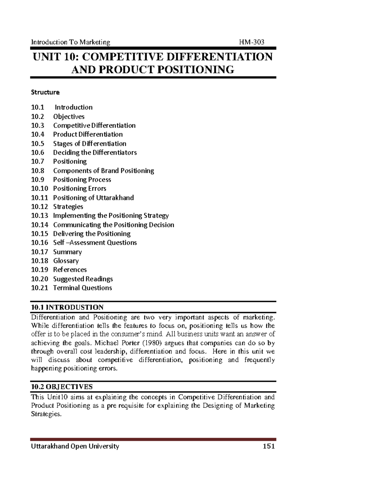 Marketing 10 - UNIT 10: COMPETITIVE DIFFERENTIATION AND PRODUCT ...