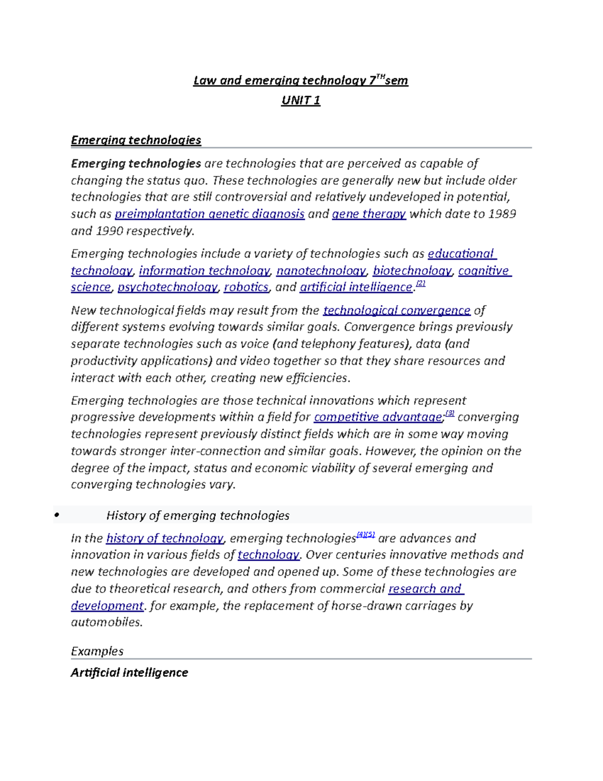 Law and Emerging technologies 7th sem - Law and emerging technology ...