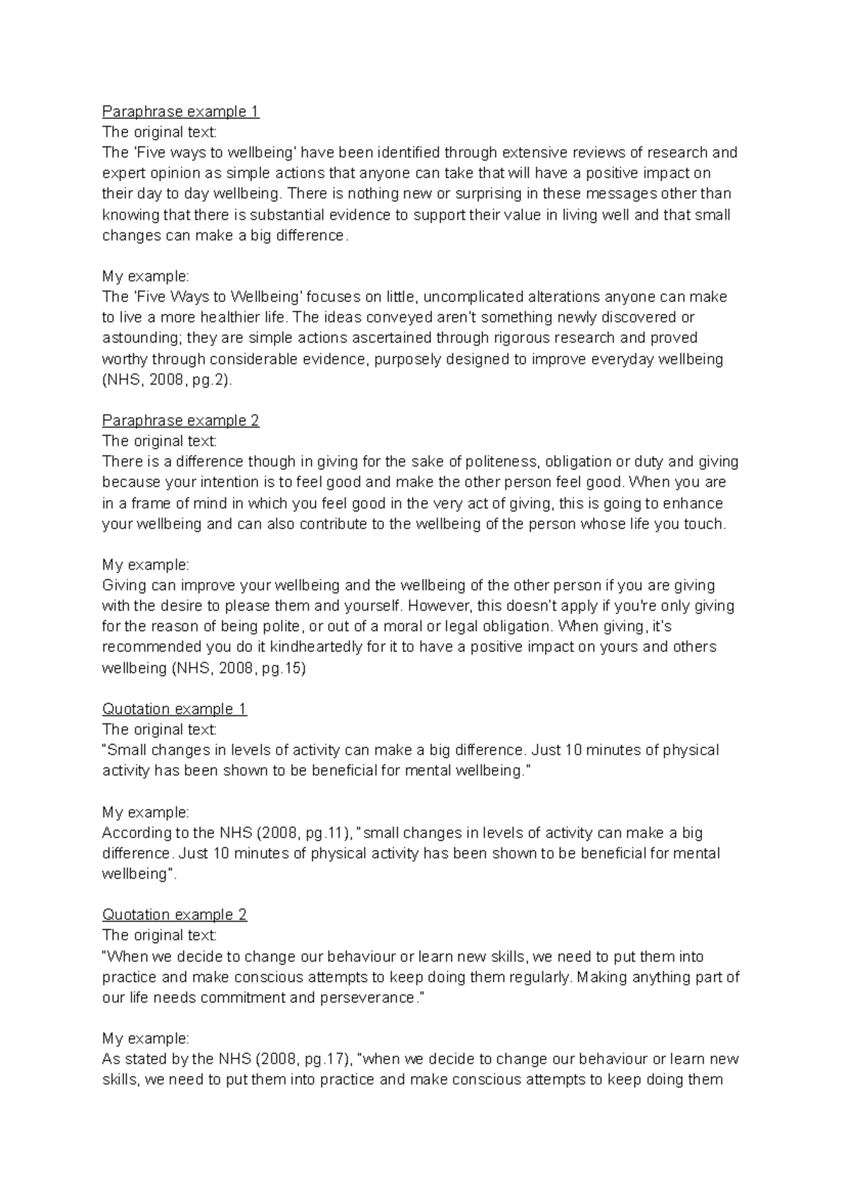 Academic writting skills assignment - Paraphrase example 1 The original ...