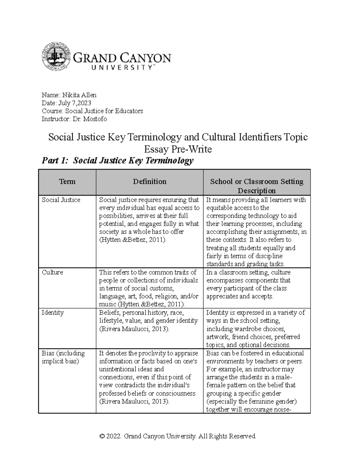 Social Justice Key Terminology and Cultural Identifiers - Studocu