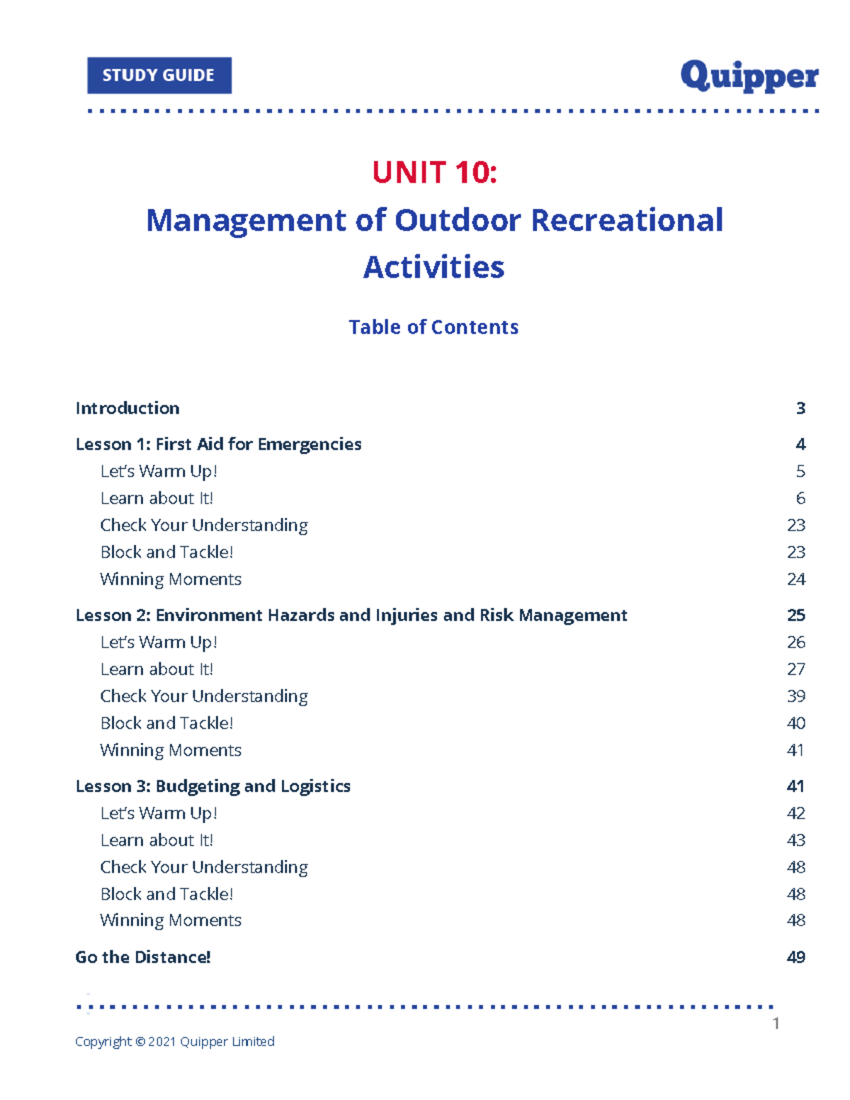 Management of Outdoor Recreational Activities - UNIT 10: Management of ...