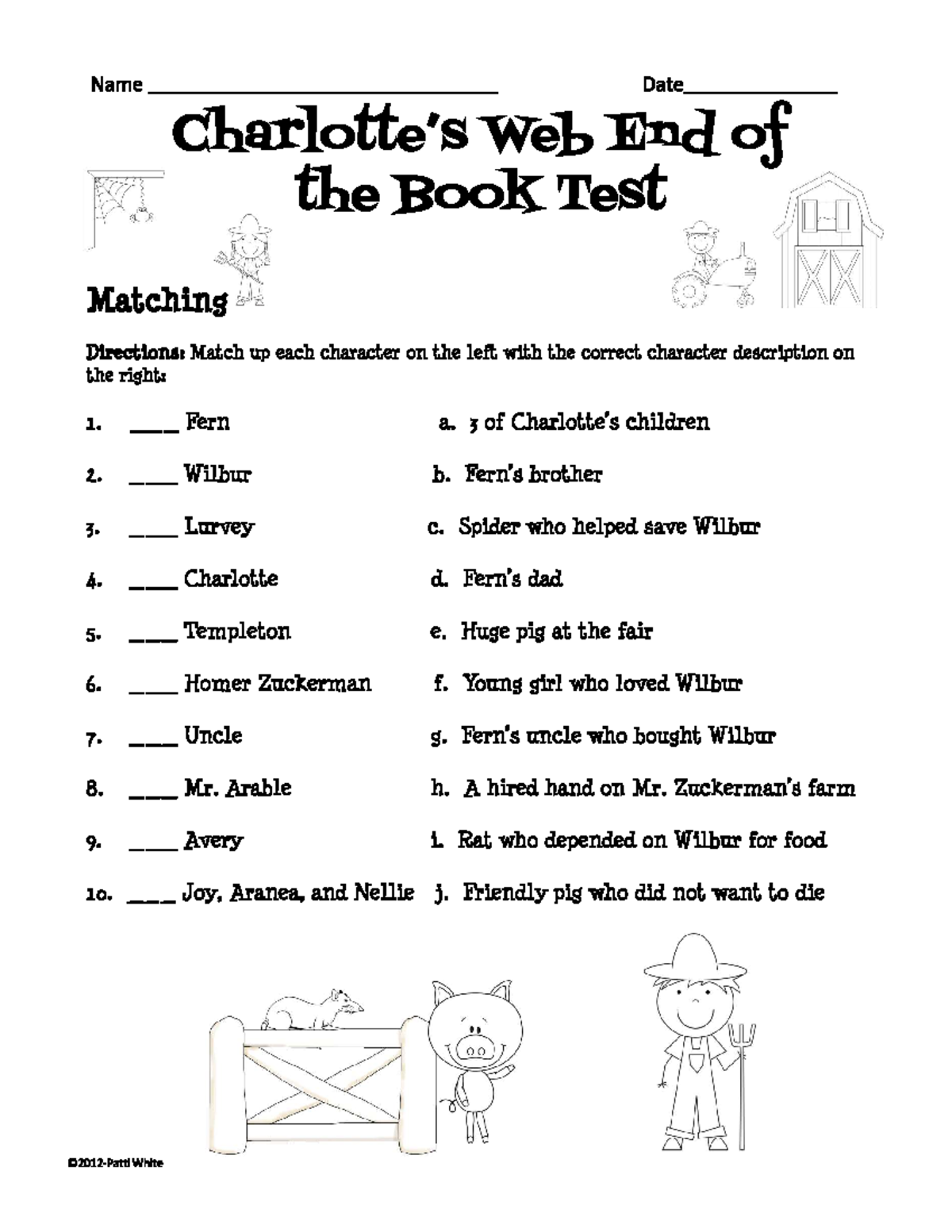 Charlotte's web test - Charlotte's Web - English Primary - Studocu