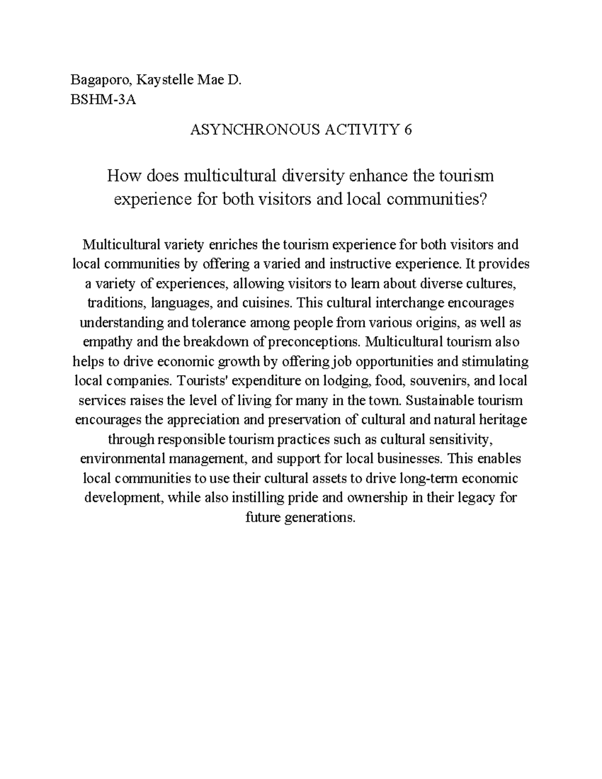 Asynchronous Activity 6 - Bagaporo, Kaystelle Mae D. BSHM-3A ...