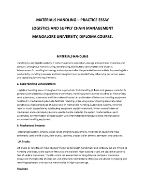Packaging (SCM) - PACKAGING – PRACTICE ESSAY LOGISTICS AND SUPPLY CHAIN ...