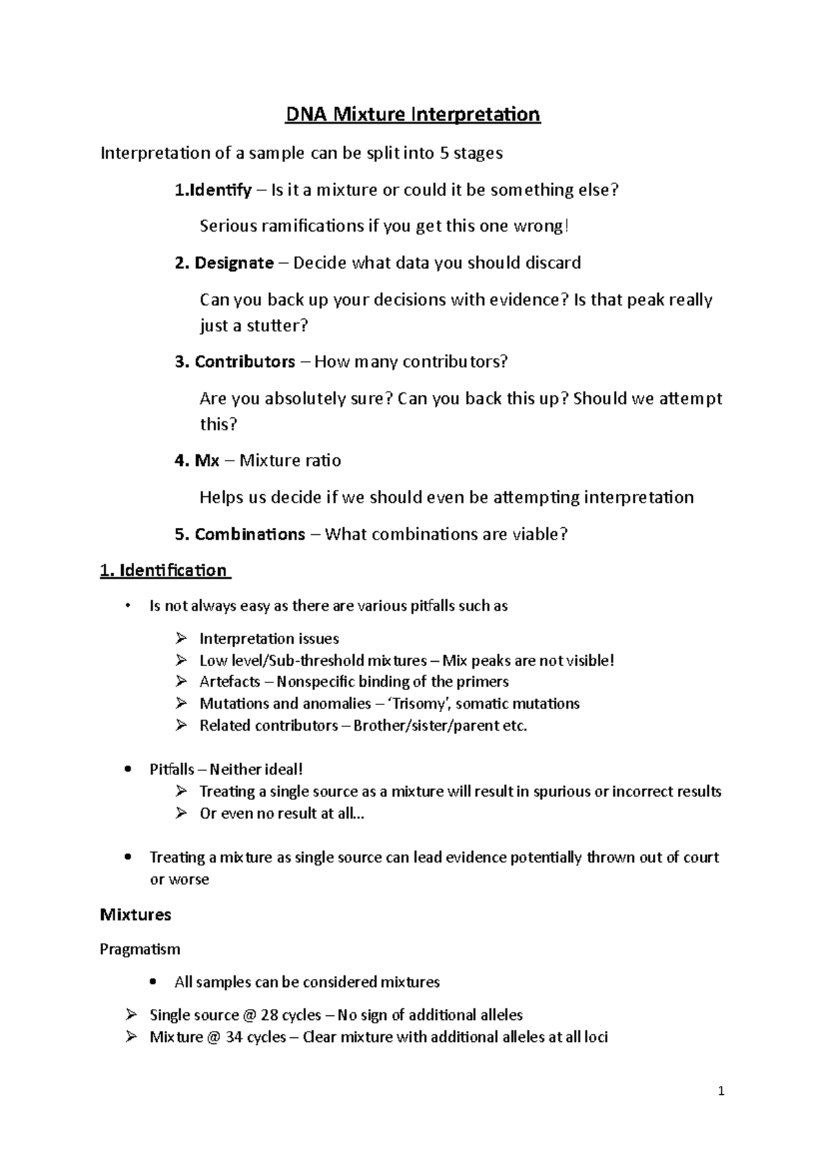 Dna Mixture Interpretation And Evaluation Dna Mixture Interpretation Interpretation Of A Sample