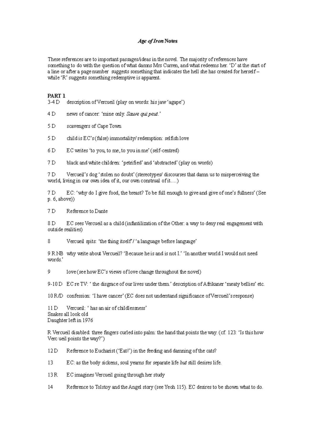 Age of Iron Notes student version - Age of Iron Notes These references ...