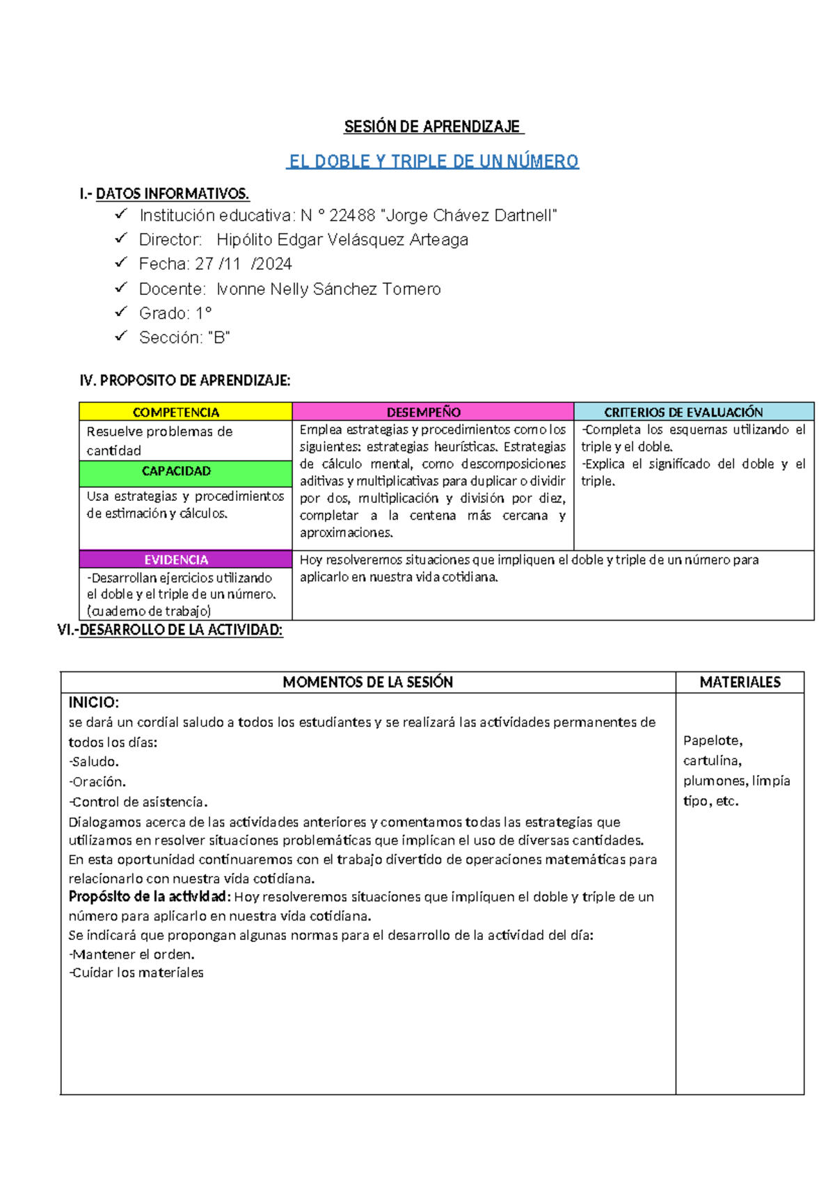 Doble Y Triple 03-06-22 Matematica - SESIÓN DE APRENDIZAJE EL DOBLE Y TRIPLE DE UN NÚMERO I ...