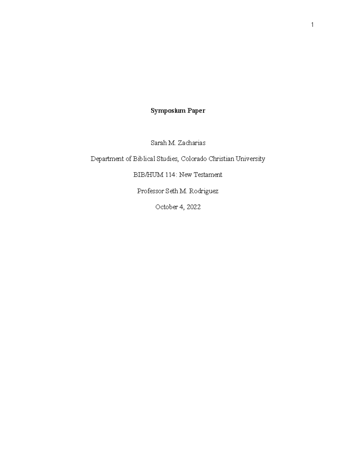 Symposium Paper - Symposium Paper Sarah M. Zacharias Department of ...