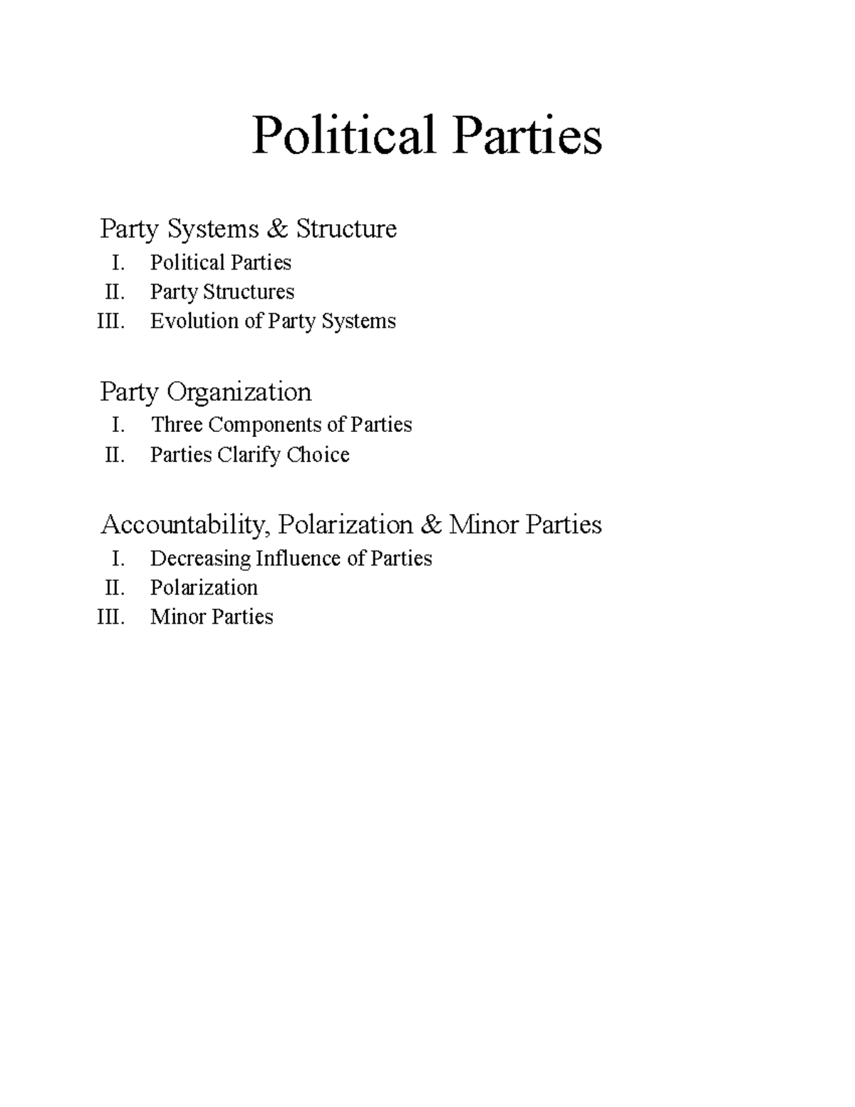 Political Parties - POLS 1113 - Political Parties Party Systems ...