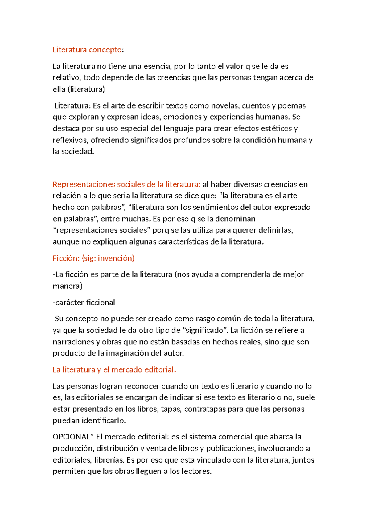 Literatura concepto - .... - Literatura concepto: La literatura no ...