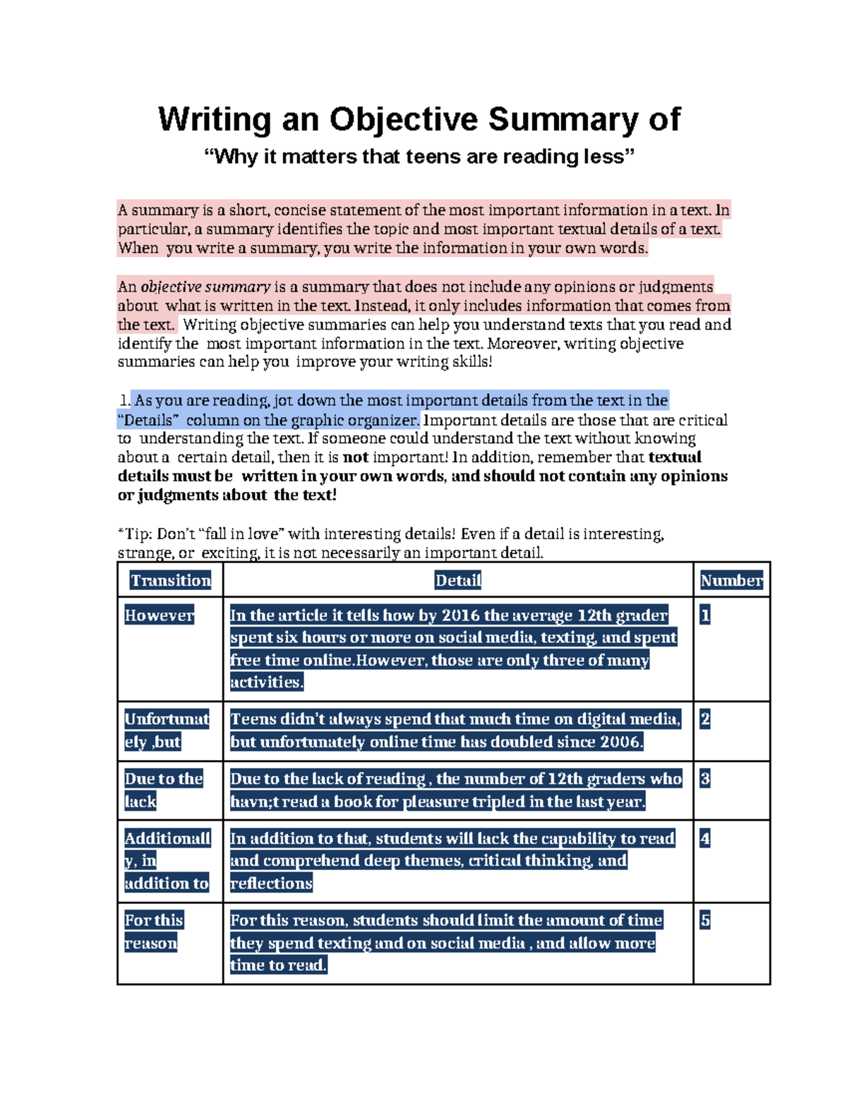 Ab Writing An Objective Summary Writing An Objective Summary Of “why