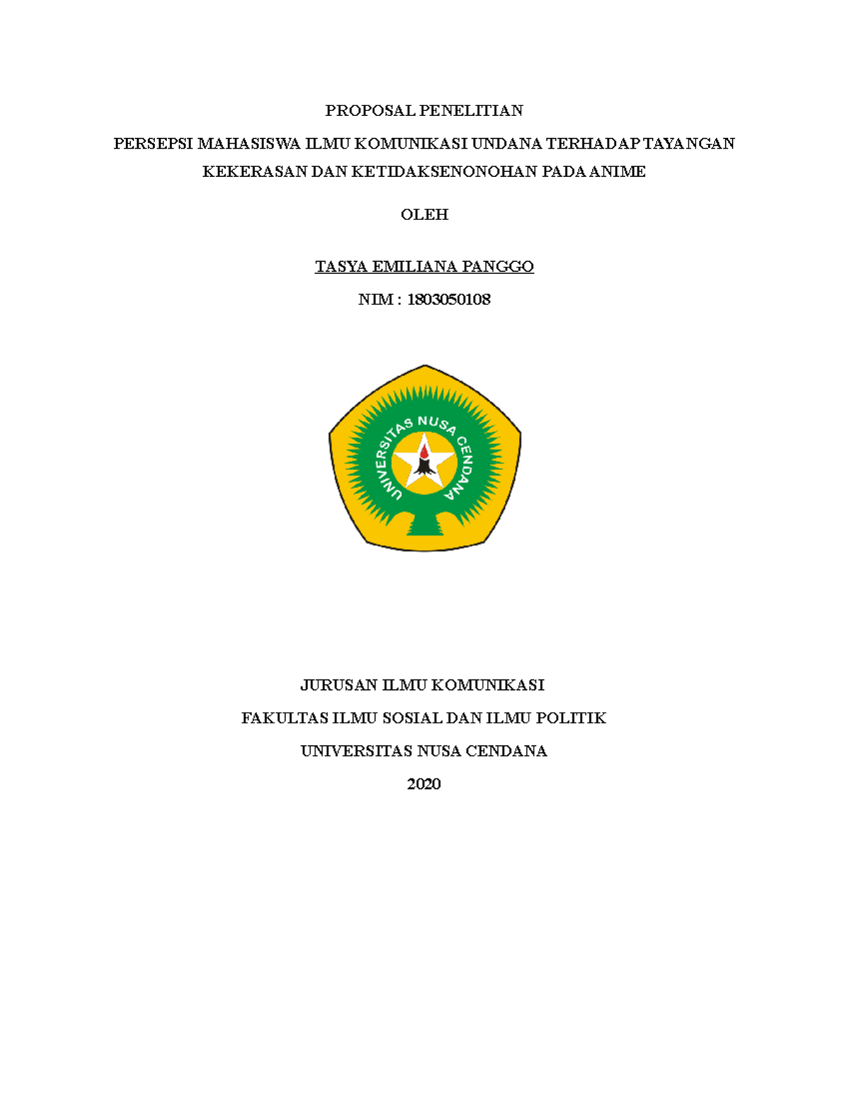 Proposal Anime OP - semangat - PROPOSAL PENELITIAN PERSEPSI MAHASISWA ...