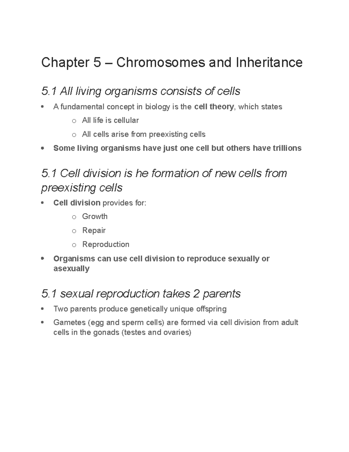 Chapter 5 - Chromosomes and Inheritance - Chapter 5 – Chromosomes and ...