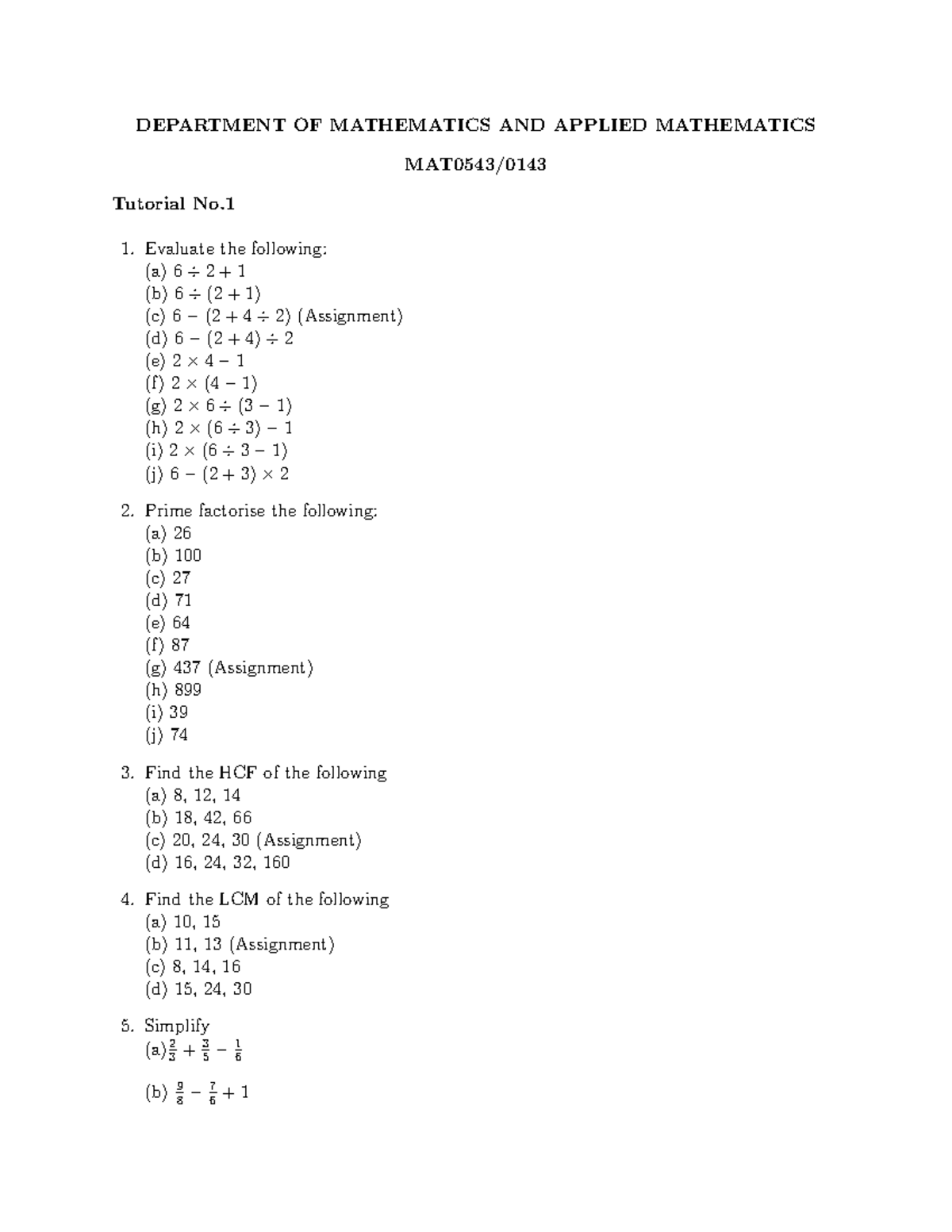 mat0543 2021 scooe - DEPARTMENT OF MATHEMATICS AND APPLIED MATHEMATICS ...
