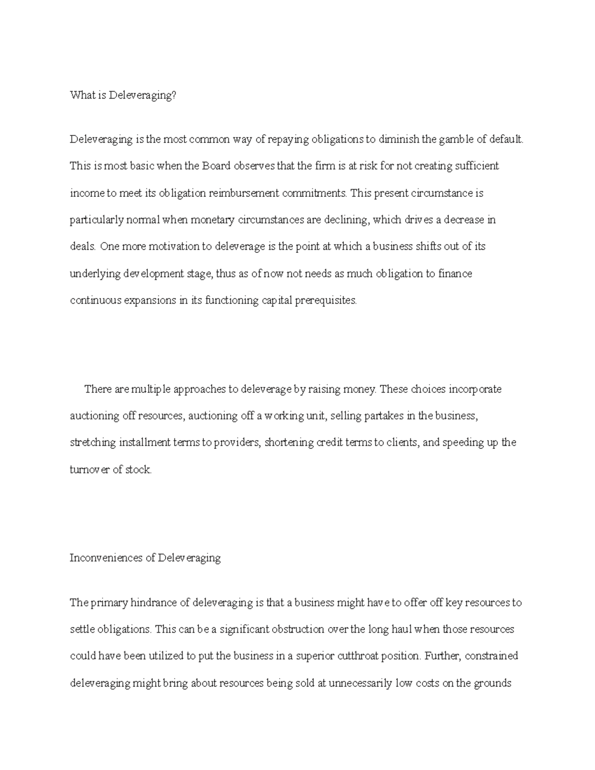 What is Deleveraging - lecture notes - What is Deleveraging ...