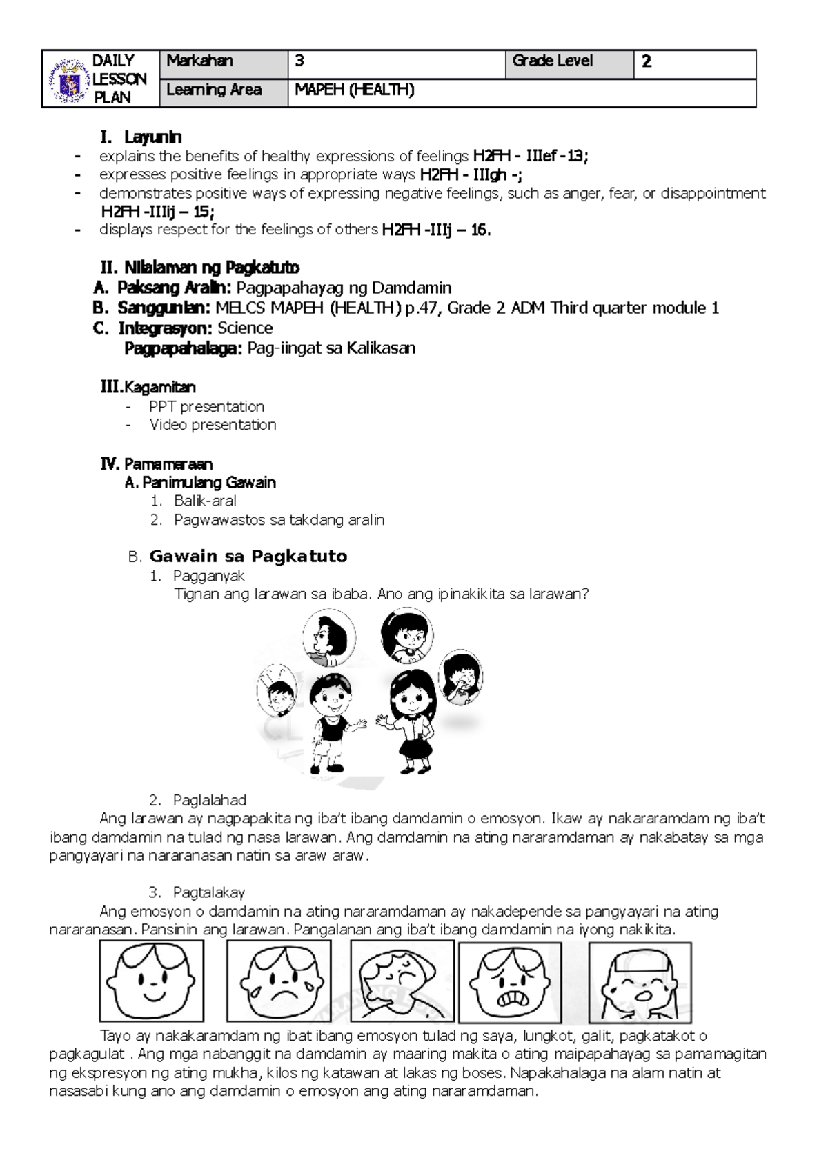 Health 2 Q3 WEEK 8 ( Monday) - DAILY LESSON PLAN Markahan 3 Grade Level ...
