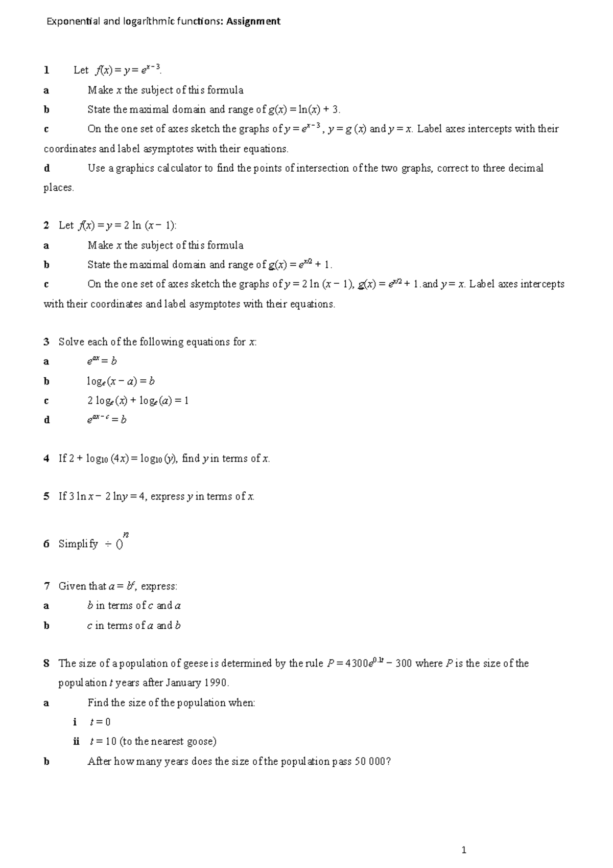 Exp and log functions - math work of exponentaitals and differentiation ...