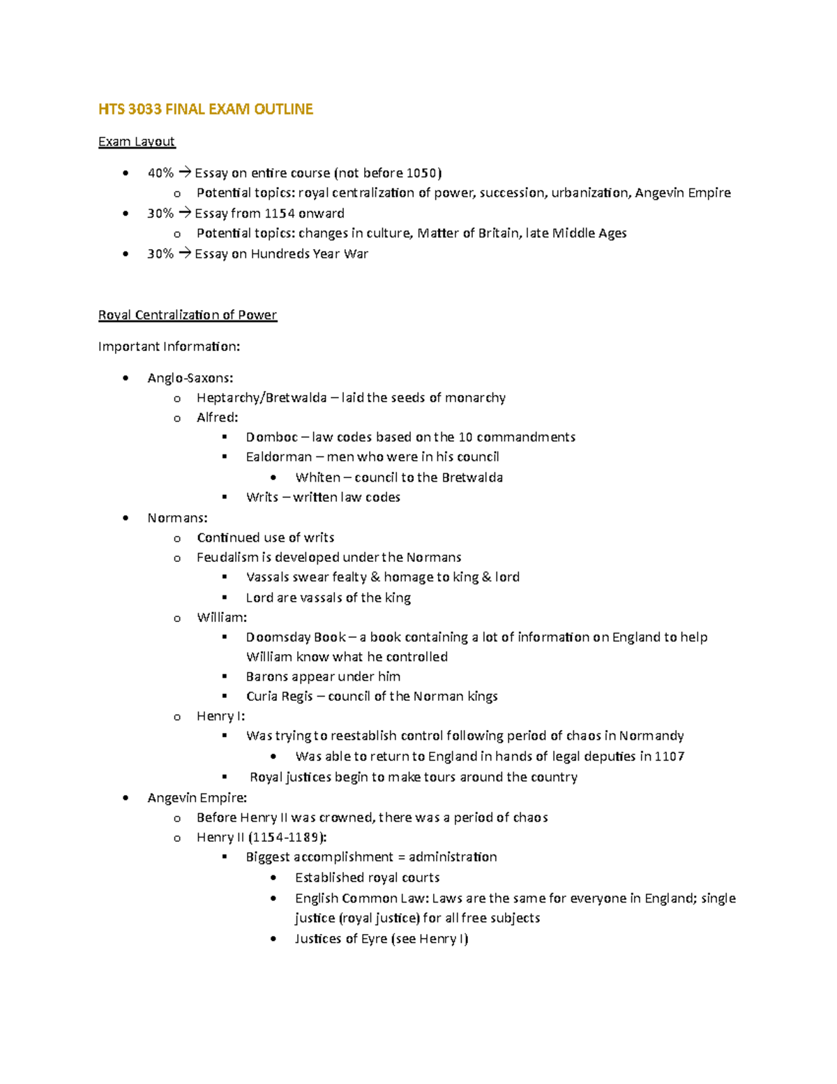 HTS 3033 Final Exam Review - HTS 3033 FINAL EXAM OUTLINE Exam Layout ...