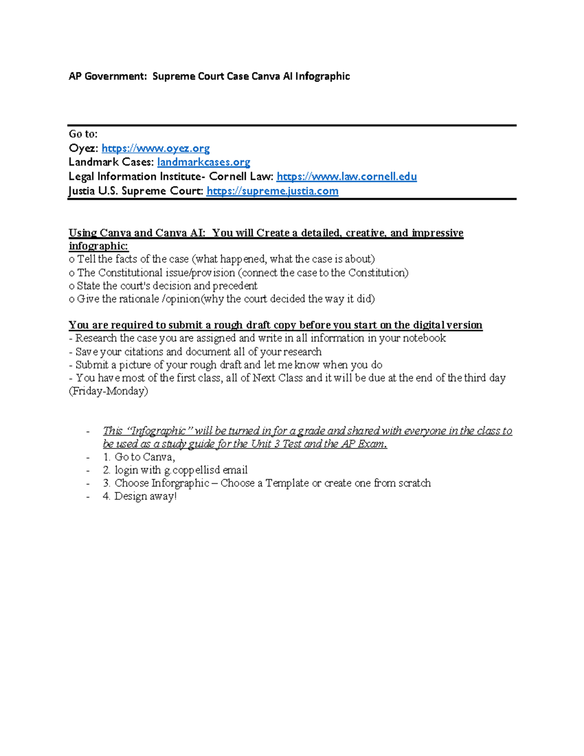 Supreme Court Infographic PDF - AP Government: Supreme Court Case Canva ...