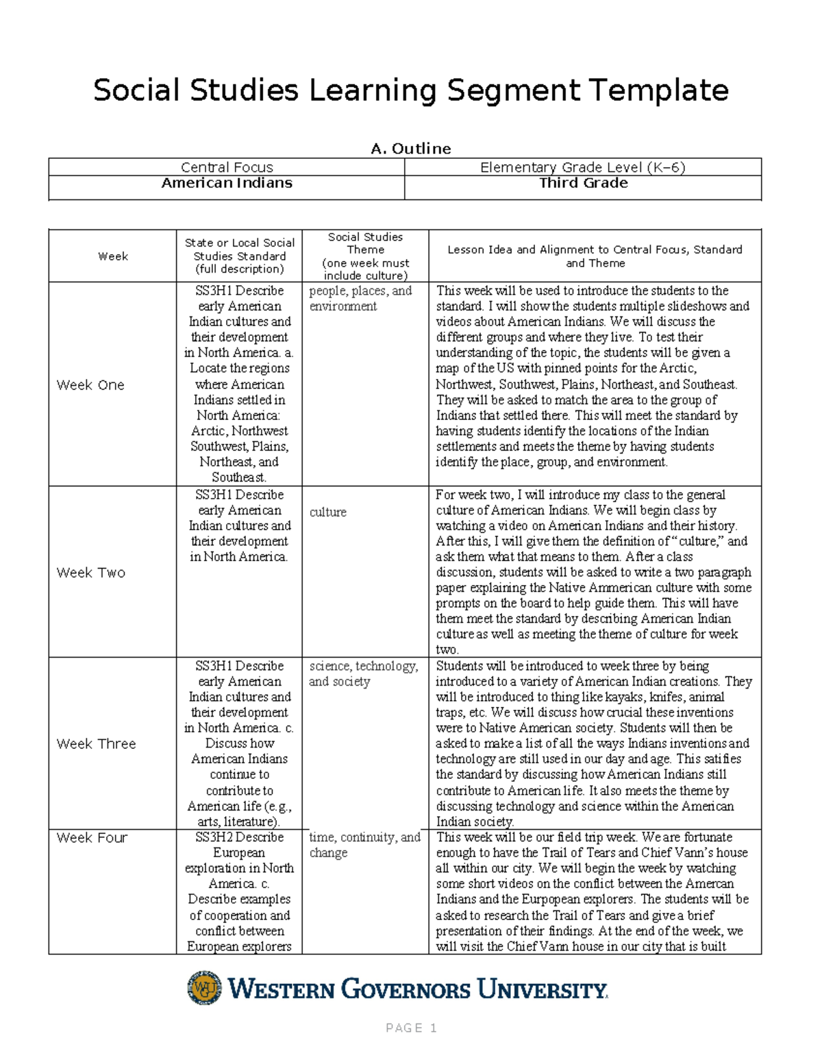 C104- task one- 5 week plan-2 - Social Studies Learning Segment ...