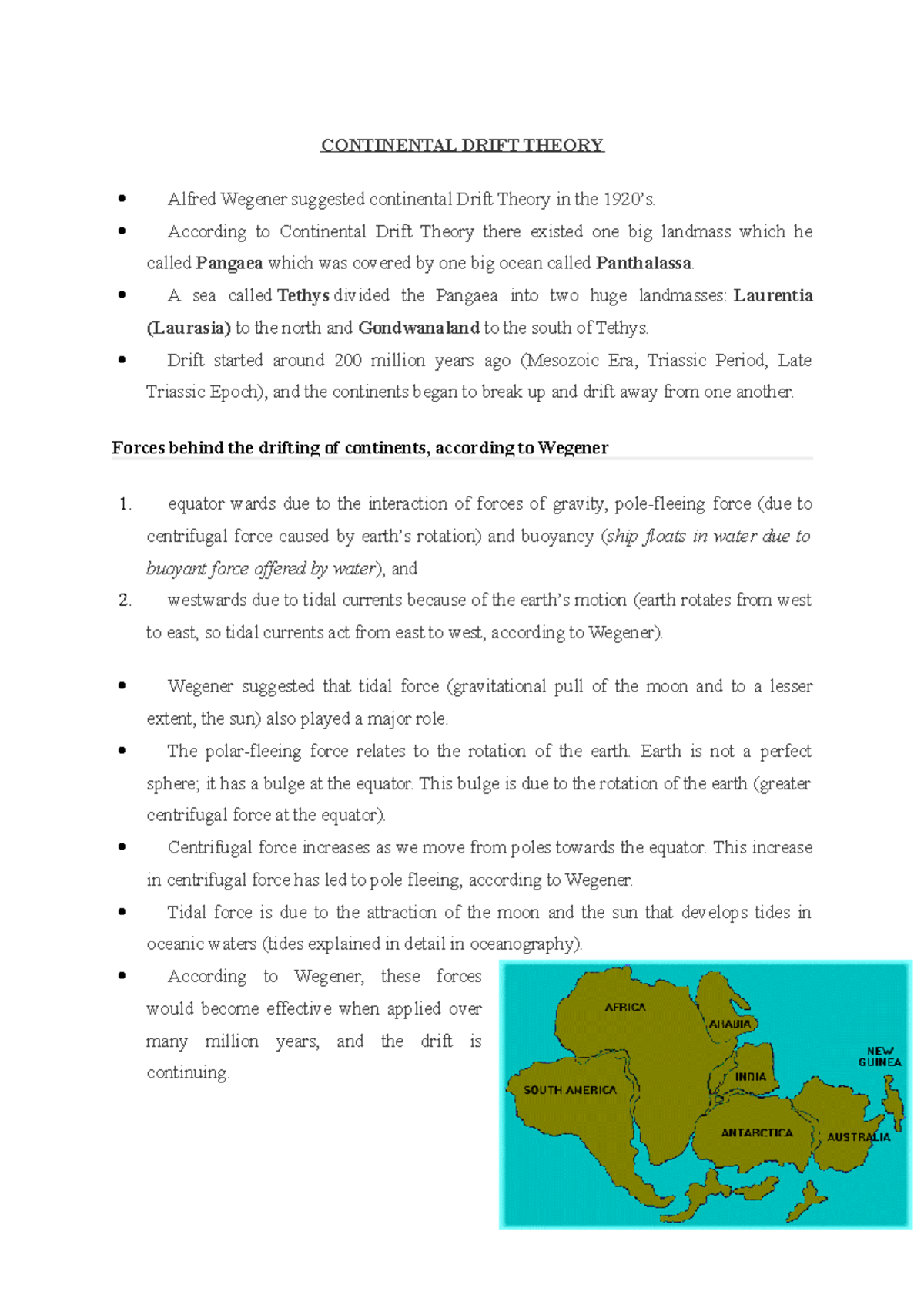 Continental Drift Theory - According to Continental Drift Theory there ...