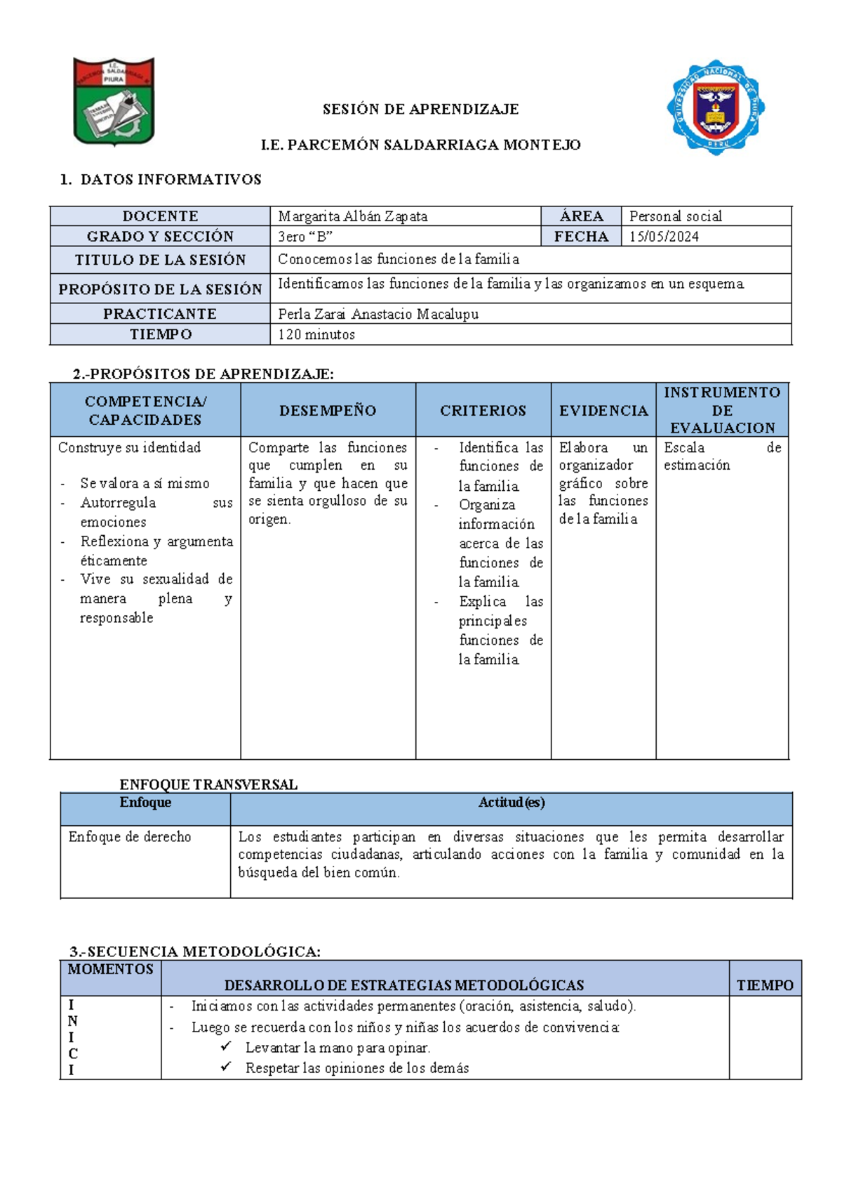 Sesión 10 - Conocemos LAS Funciones DE LA Familia - SESIÓN DE ...