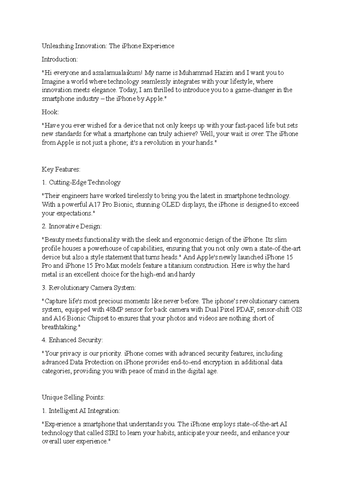 Script pitching - Unleashing Innovation: The iPhone Experience ...