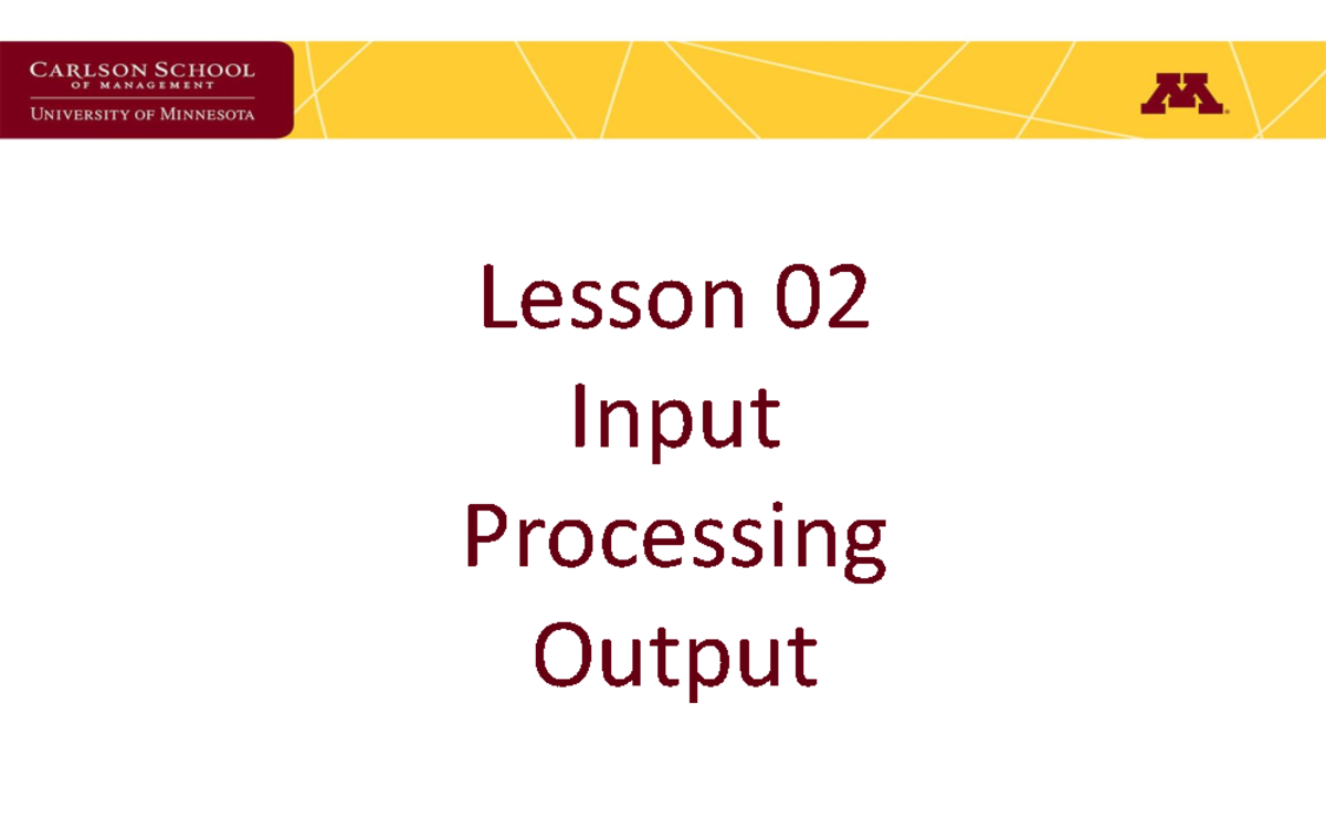 02 In Proc Out - Vedrdain - Lesson 02 Input Processing Output Software Development Life Cycle ...