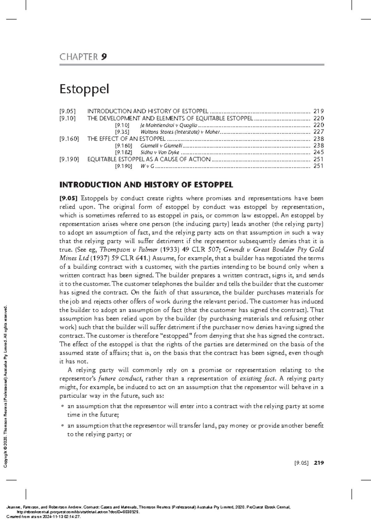 Contract Cases and Materials - ( Chapter 9 Estoppel ) - [9] 219 CHAPTER ...