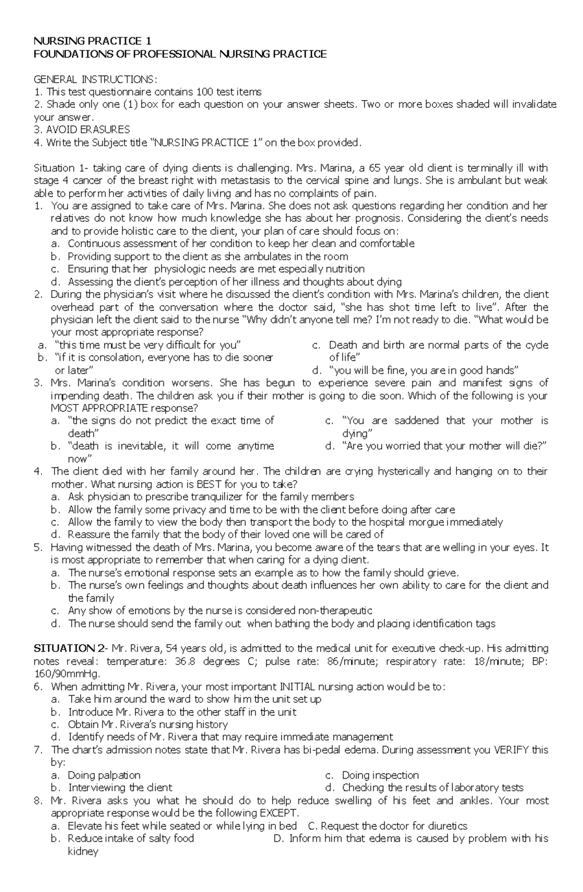 Pdfcoffee - For reviewer - NURSING PRACTICE 1 FOUNDATIONS OF ...