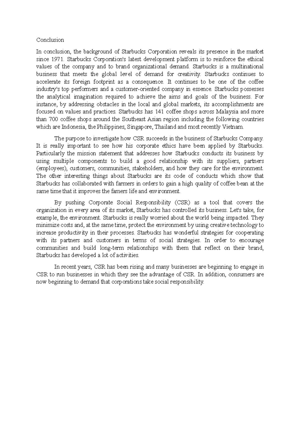 Conclusions for fundamental business - Conclusion In conclusion, the ...