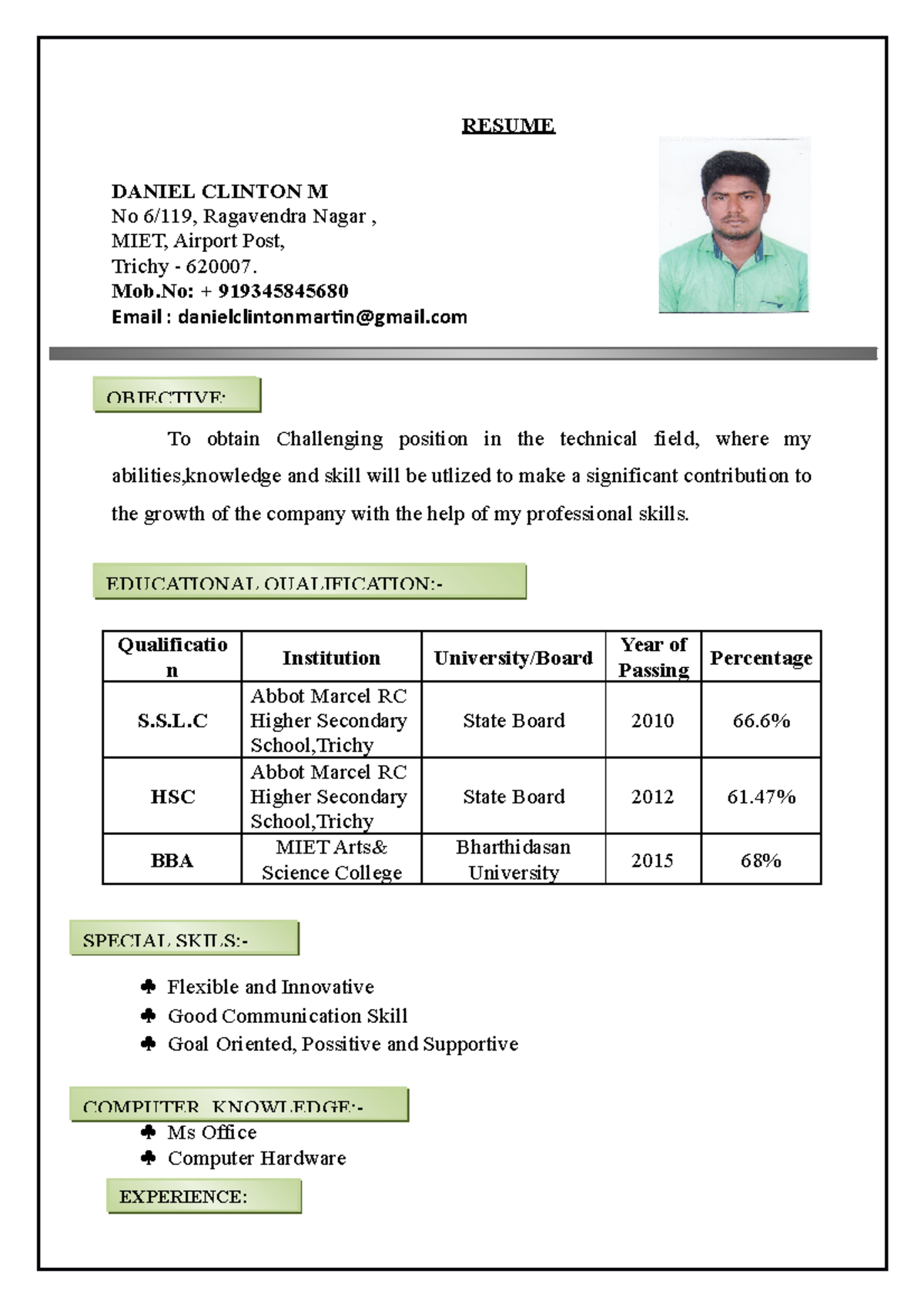 Daniel Clinton Resume - mplement High Availability And Resilient ...