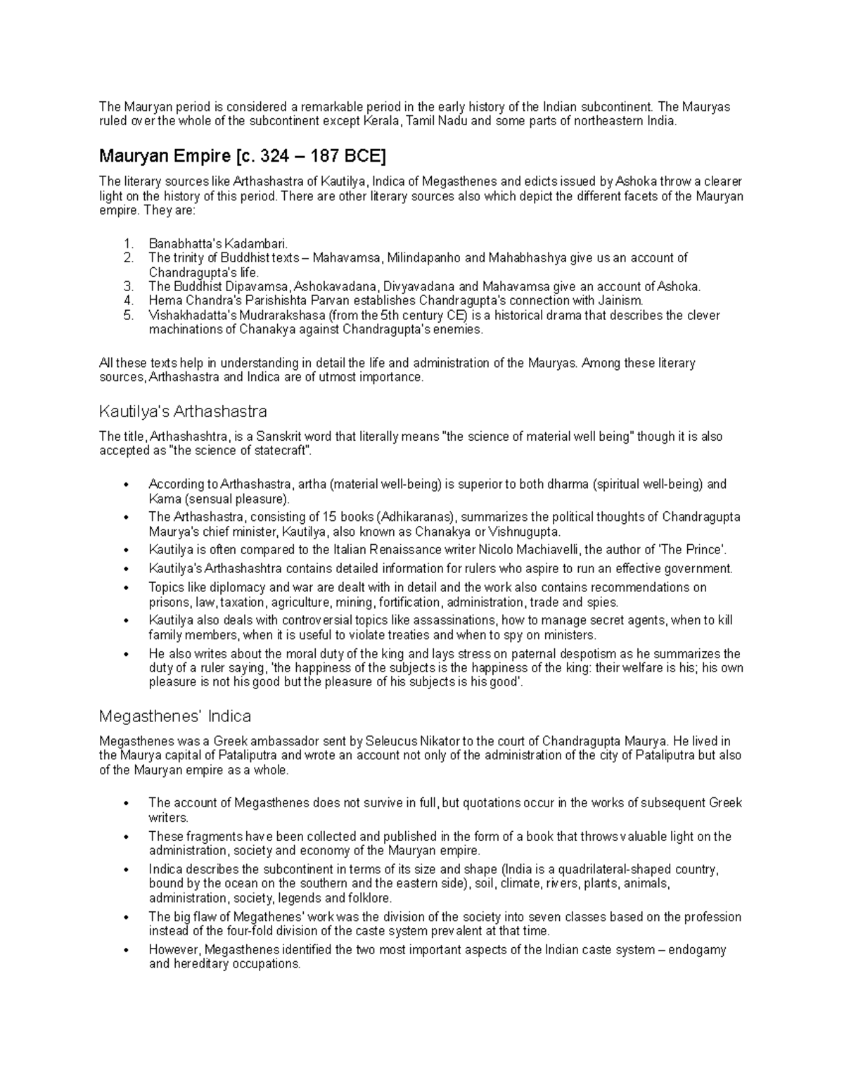 Mauryan Empire - Lecture notes - History of India - Studocu