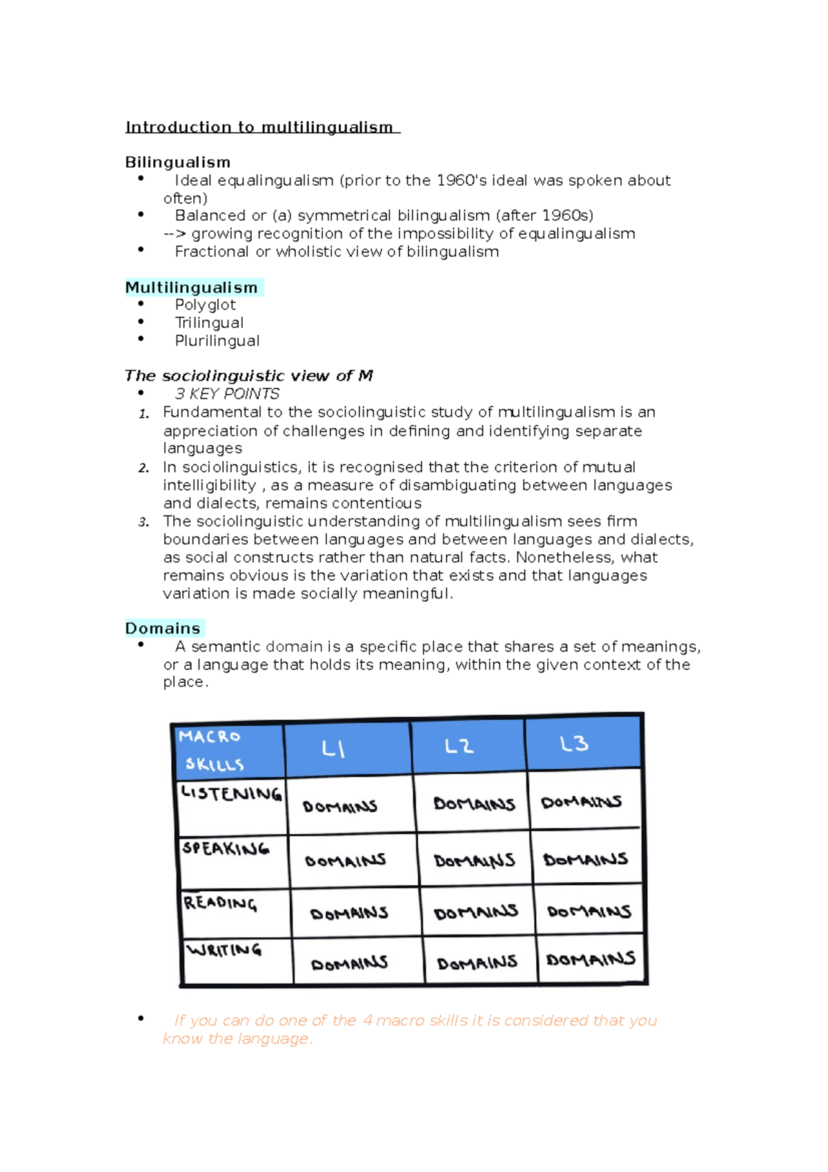 LING219 - Lecture notes 2 - Introduction to multilingualism ...