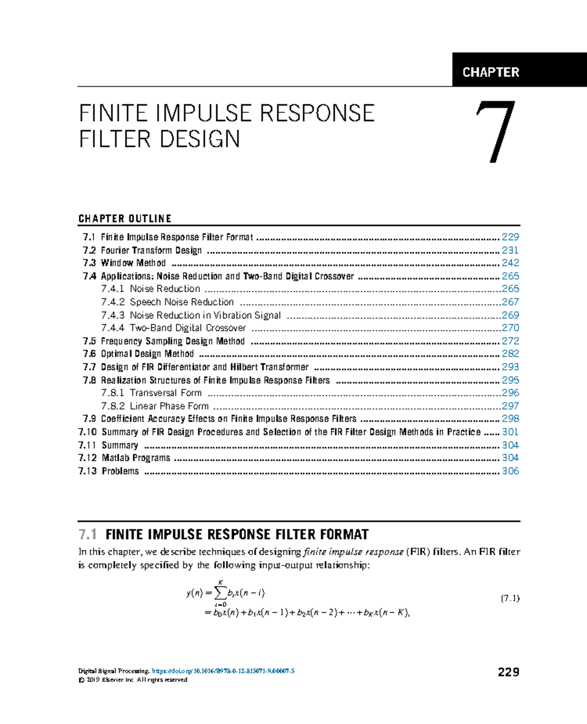 07 Finite Impulse Response Filter Design - CHAPTER FINITE IMPULSE RESPONSE FILTER DESIGN 7 ...