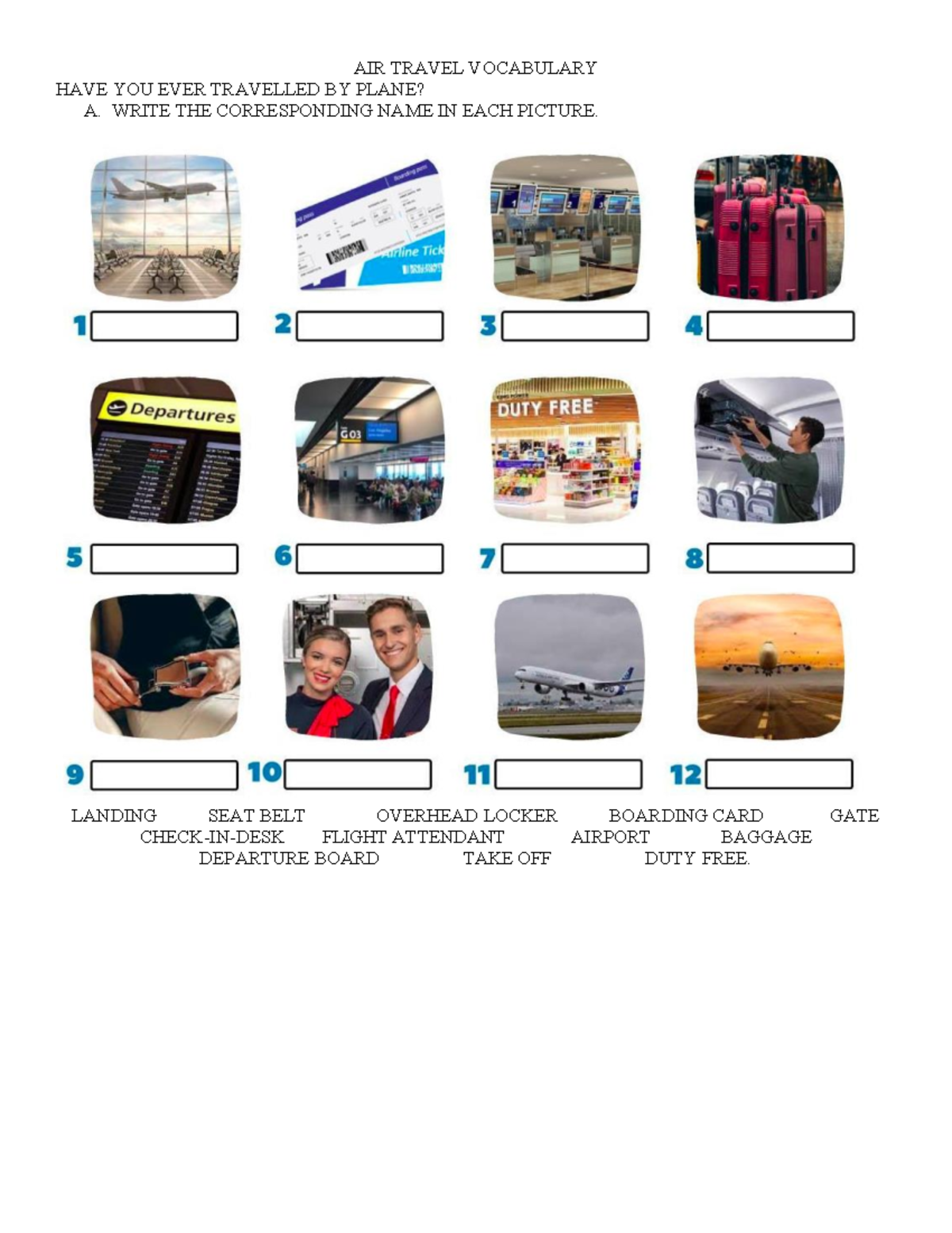 AIR Travel Vocabulary - English Cambridge - AIR TRAVEL VOCABULARY HAVE ...