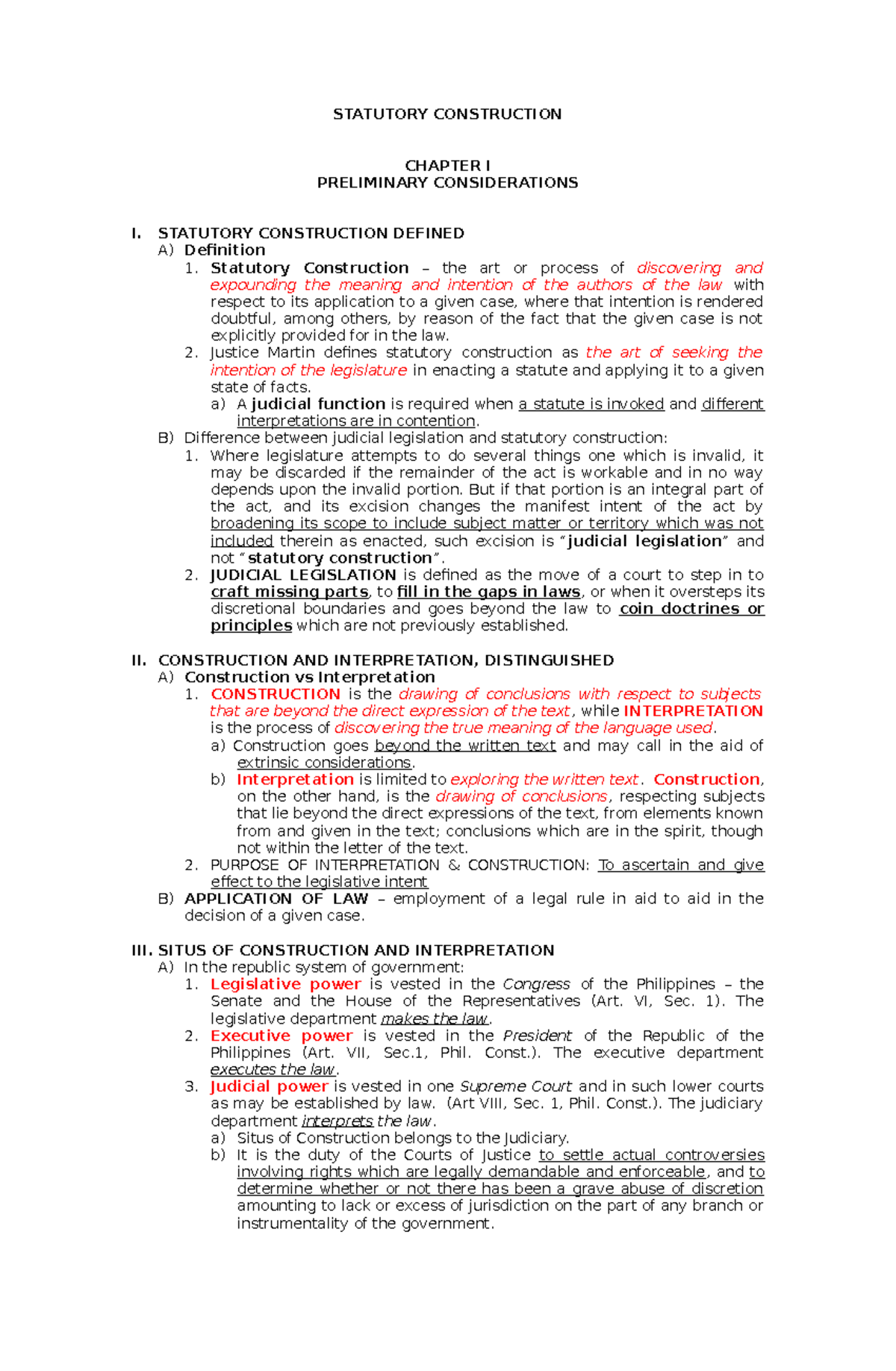 Statutory Construction Lecture Notes ... - STATUTORY CONSTRUCTION ...