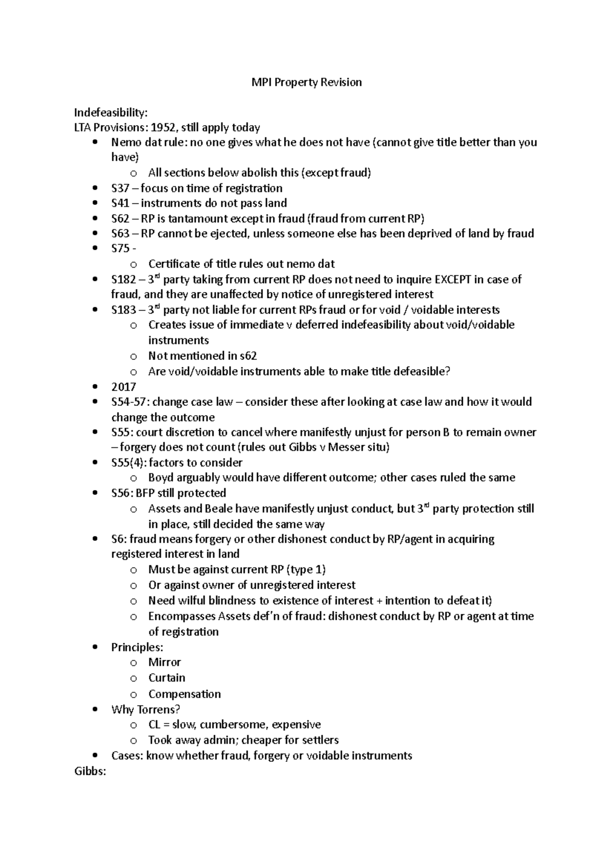 MPI Property Revision - notes - MPI Property Revision Indefeasibility ...