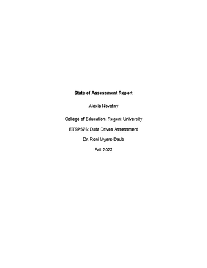 ETSP576 Self Assessment - Self-Assessment Alexis Novotny College of ...